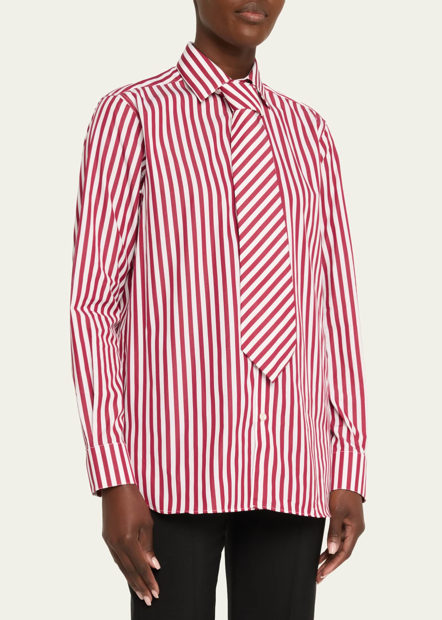 Sebline Striped Neck-Tie Button-Down Shirt - Bergdorf Goodman
