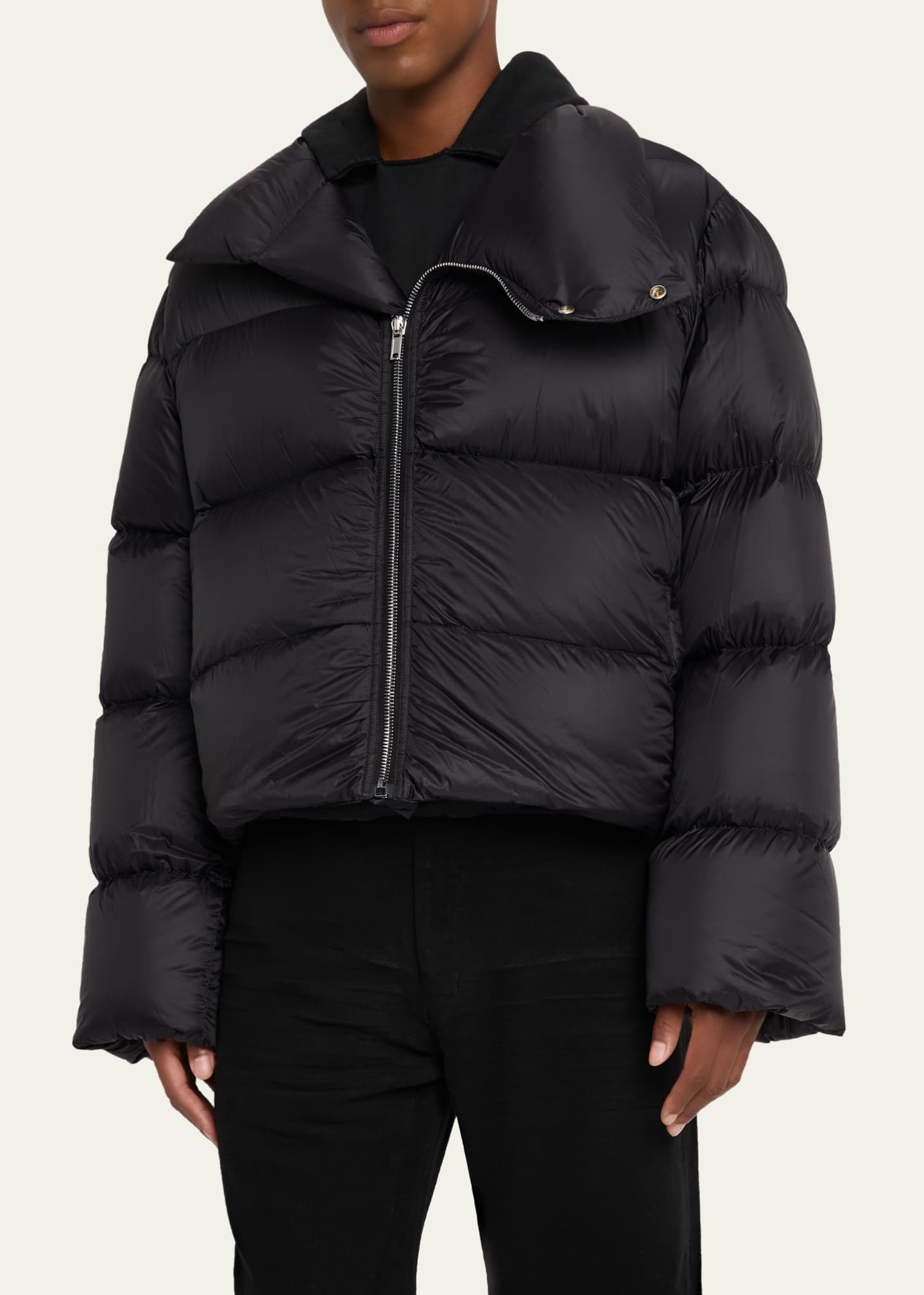 Rick Owens Men's Nylon Cropped Turtleneck Puffer Jacket - Bergdorf Goodman