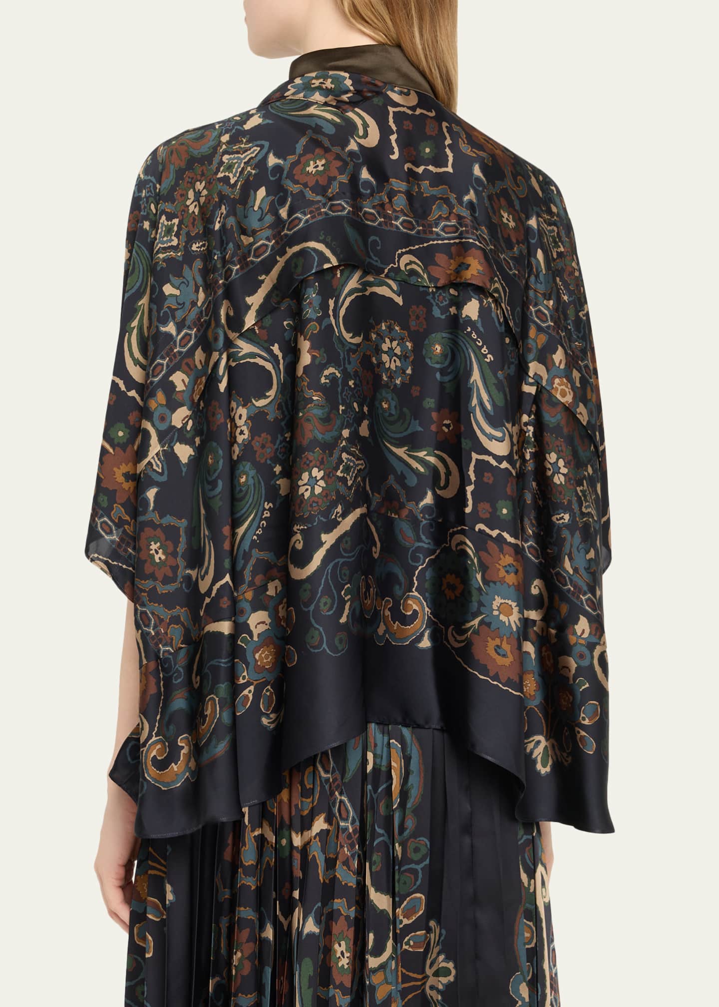 SACAI Floral Print Cape Shirt - Bergdorf Goodman