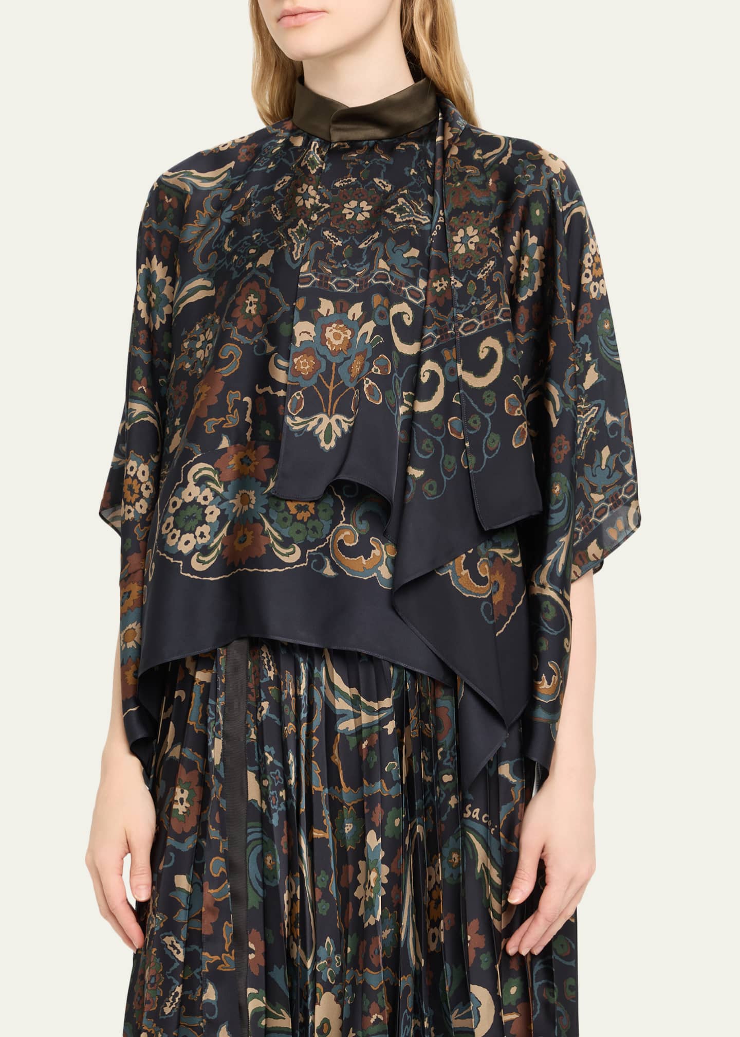 SACAI Floral Print Cape Shirt - Bergdorf Goodman