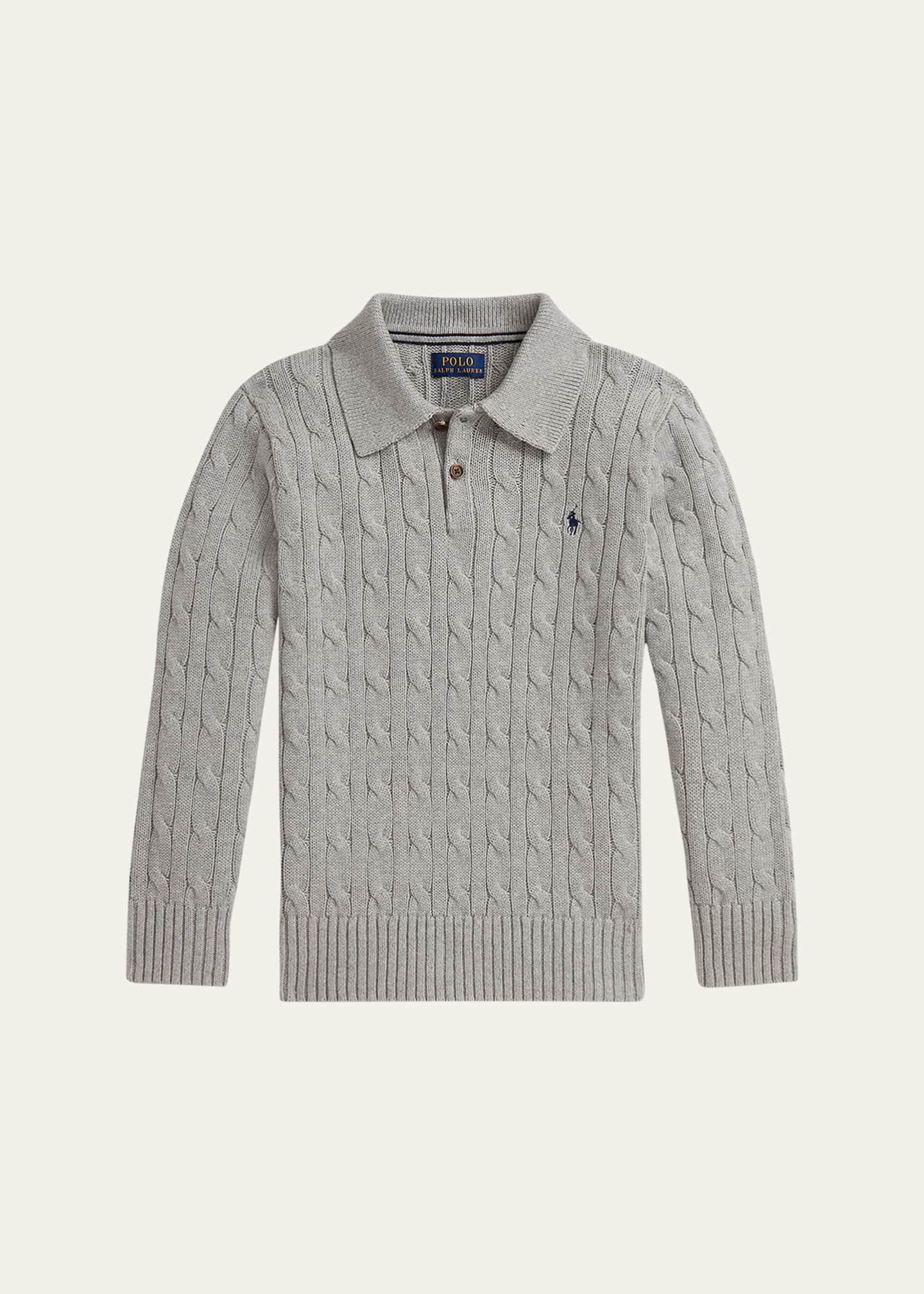 Polo Ralph Lauren Boy's Cable-Knit Cotton Long-Sleeve Polo Sweater ...