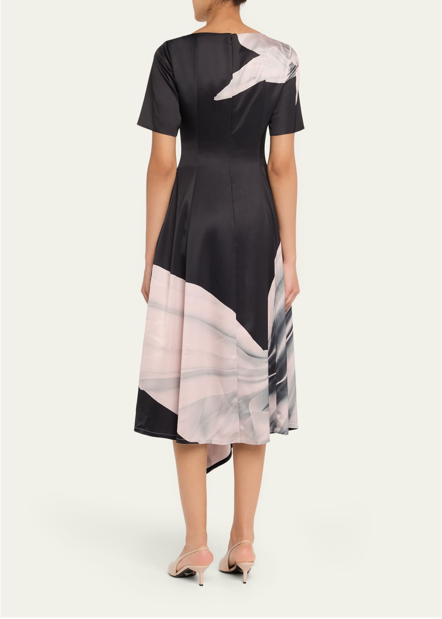 Jason Wu Collection Dancing Pleat Short-Sleeve Asymmetric Midi Dress ...