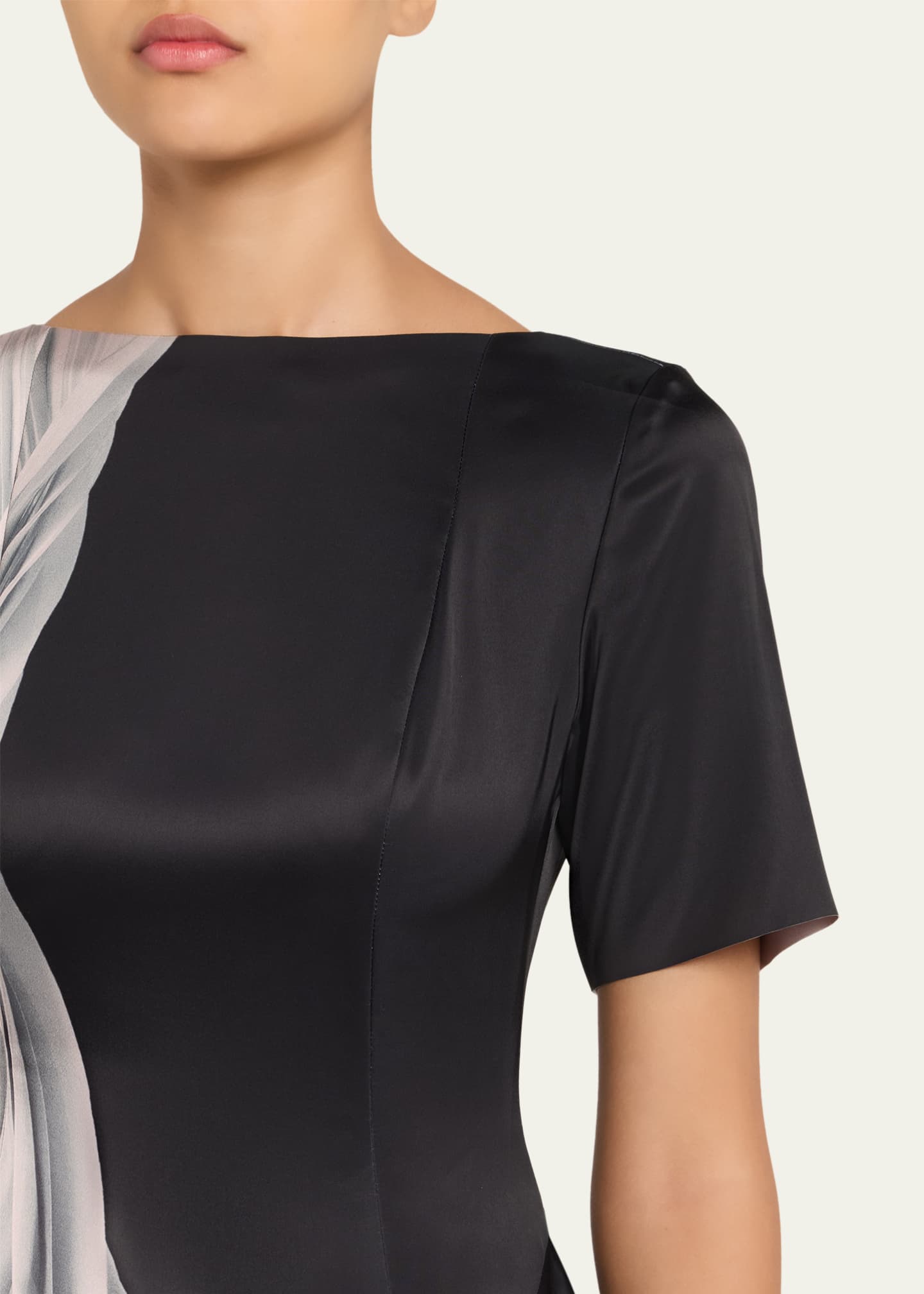 Jason Wu Collection Dancing Pleat Short-Sleeve Asymmetric Midi Dress ...