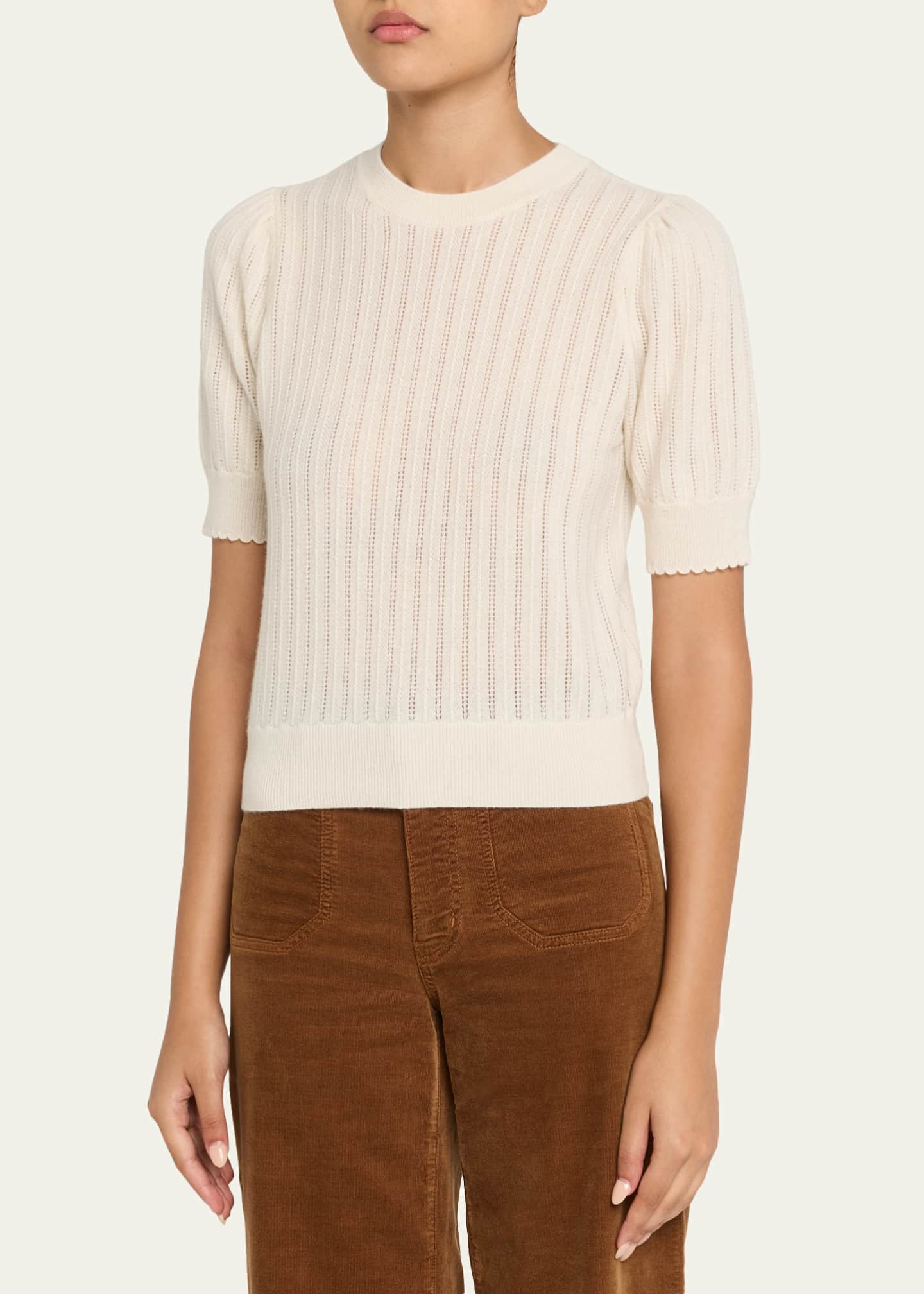 FRAME The Ladder Pointelle Cashmere Sweater - Bergdorf Goodman