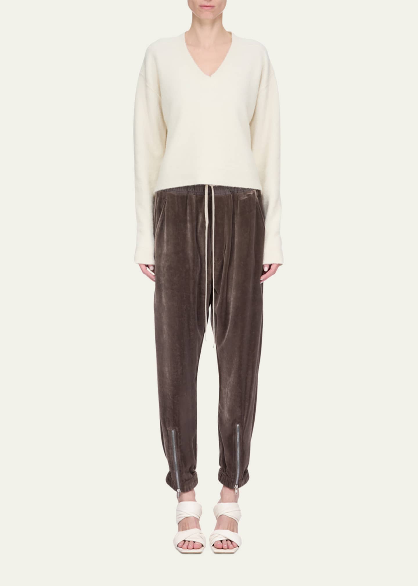 Rick Owens Velvet Zip Joggers - Bergdorf Goodman