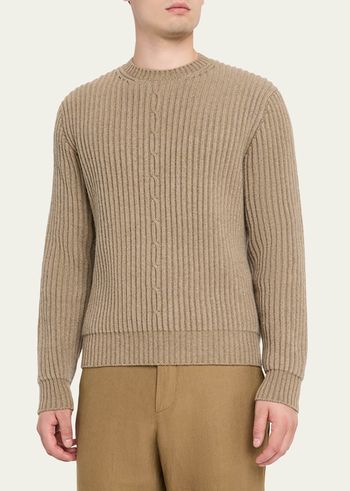 Loro Piana Men's Plane Tree Baby Cashmere Cable Crewneck Sweater ...