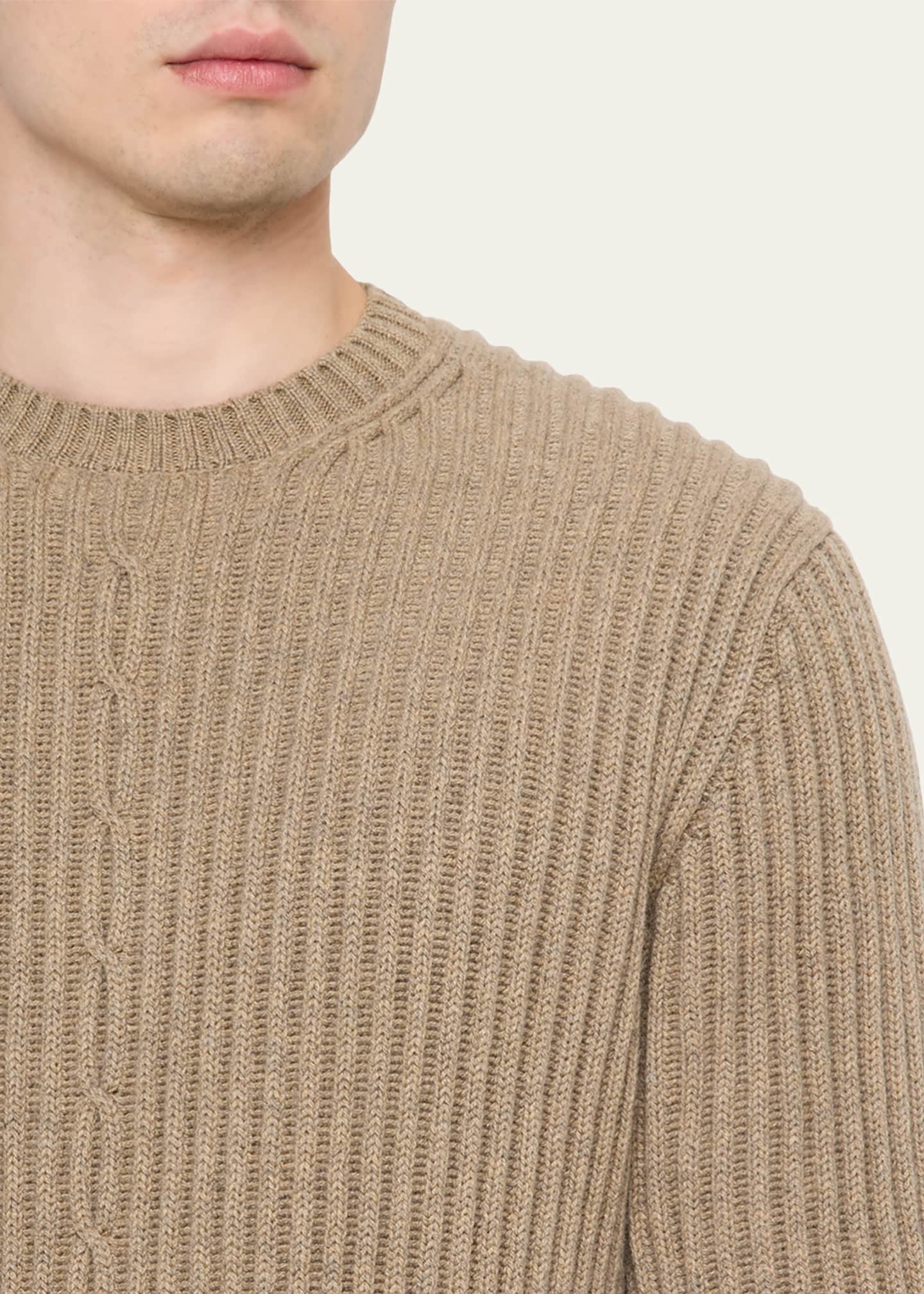 Loro Piana Men's Plane Tree Baby Cashmere Cable Crewneck Sweater ...