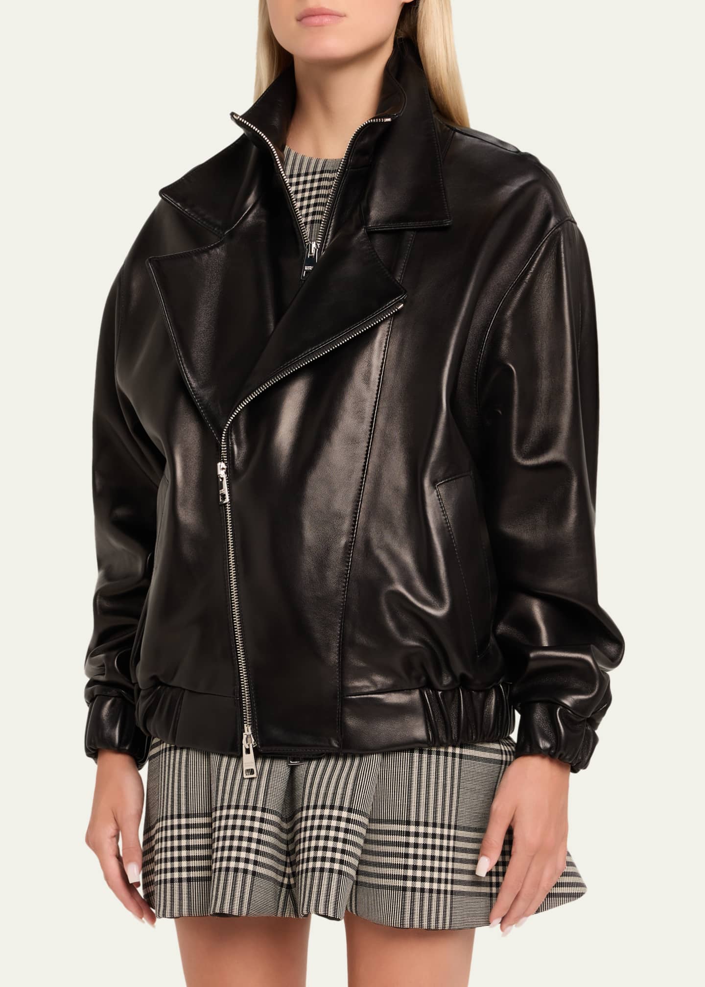 Brandon Maxwell The Emmett Layered Lambskin Leather Jacket - Bergdorf ...