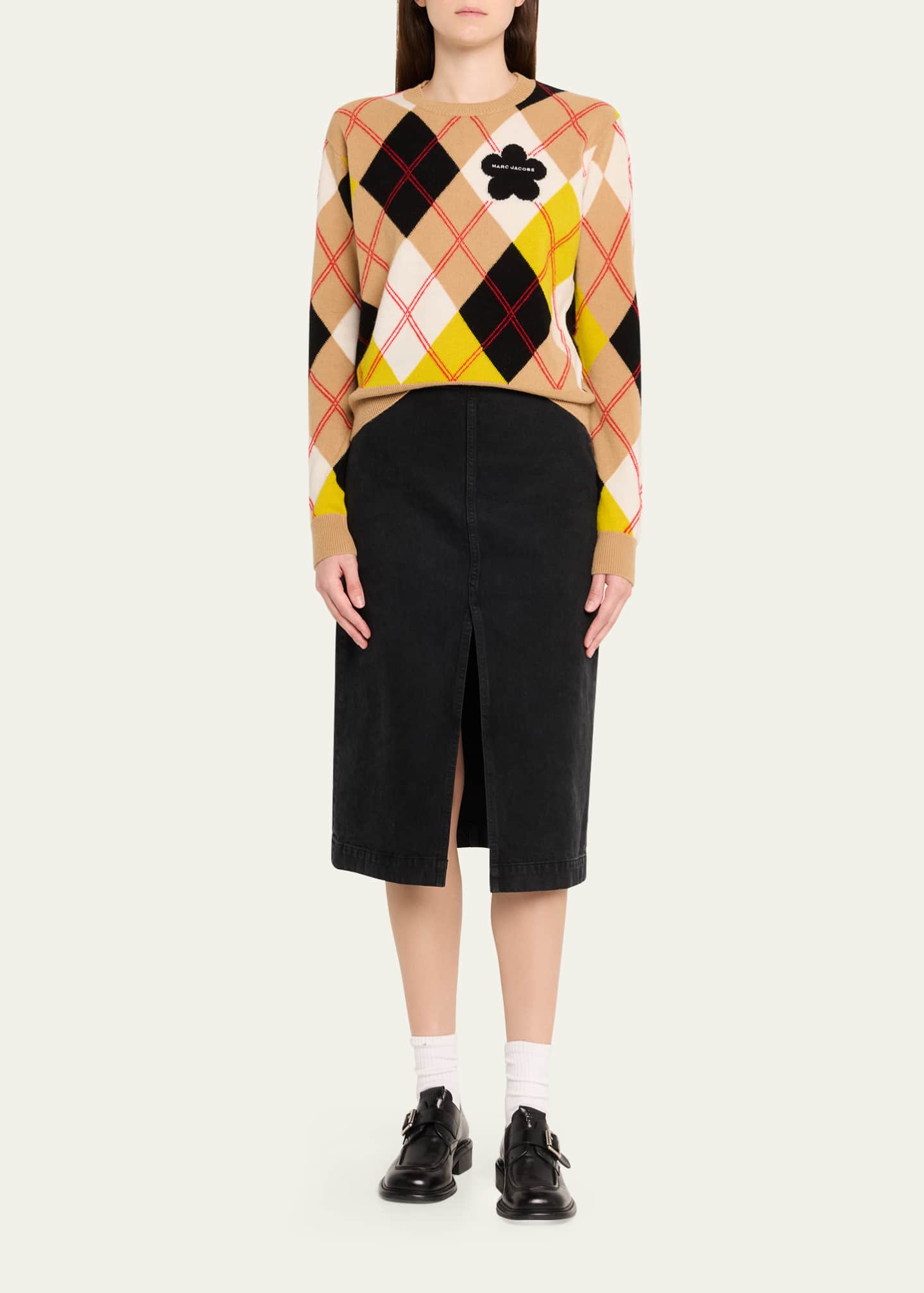 Marc Jacobs Preppy Daisy Argyle Crewneck Sweater - Bergdorf Goodman
