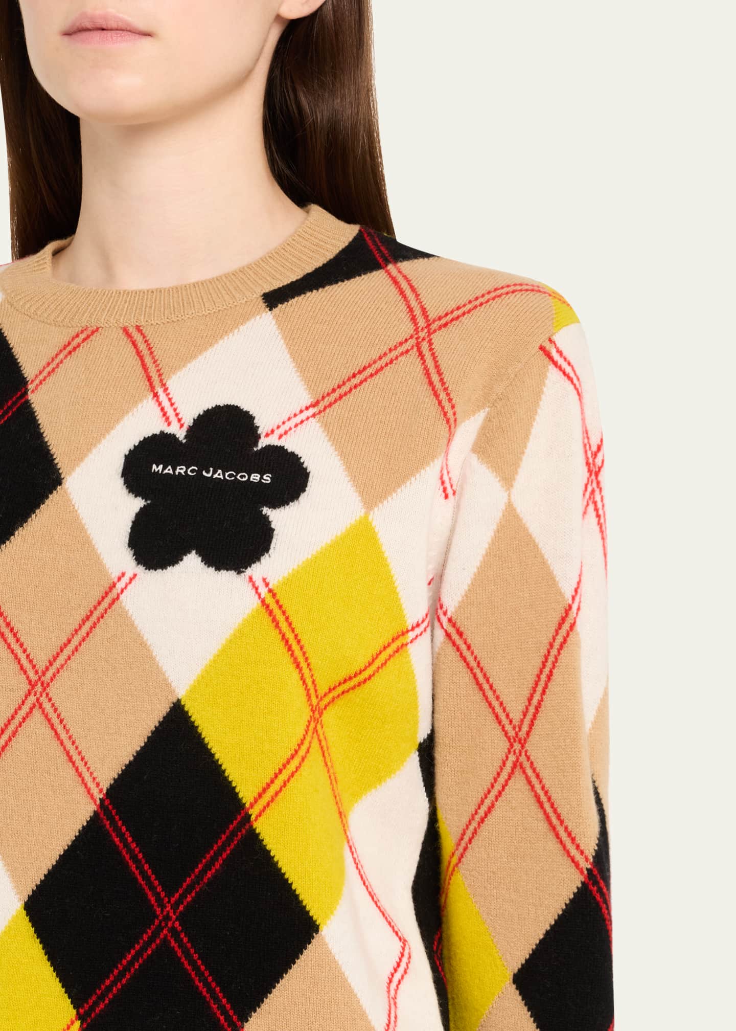 Marc Jacobs Preppy Daisy Argyle Crewneck Sweater - Bergdorf Goodman