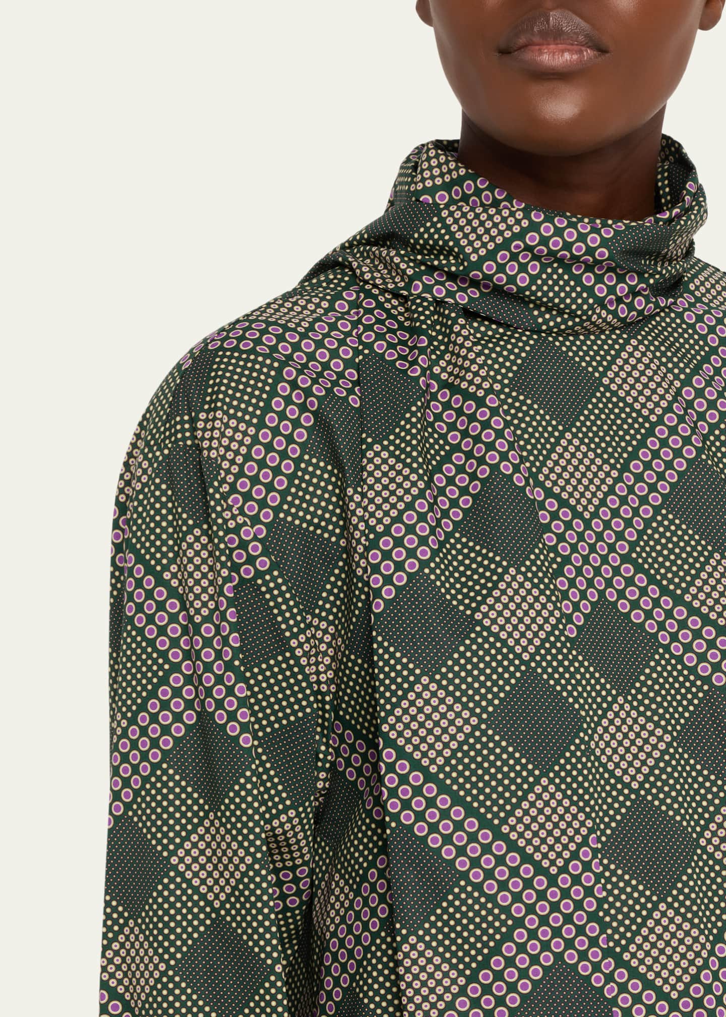 Dries Van Noten Doddy Scarf-Neck Check-Print Midi Dress - Bergdorf Goodman