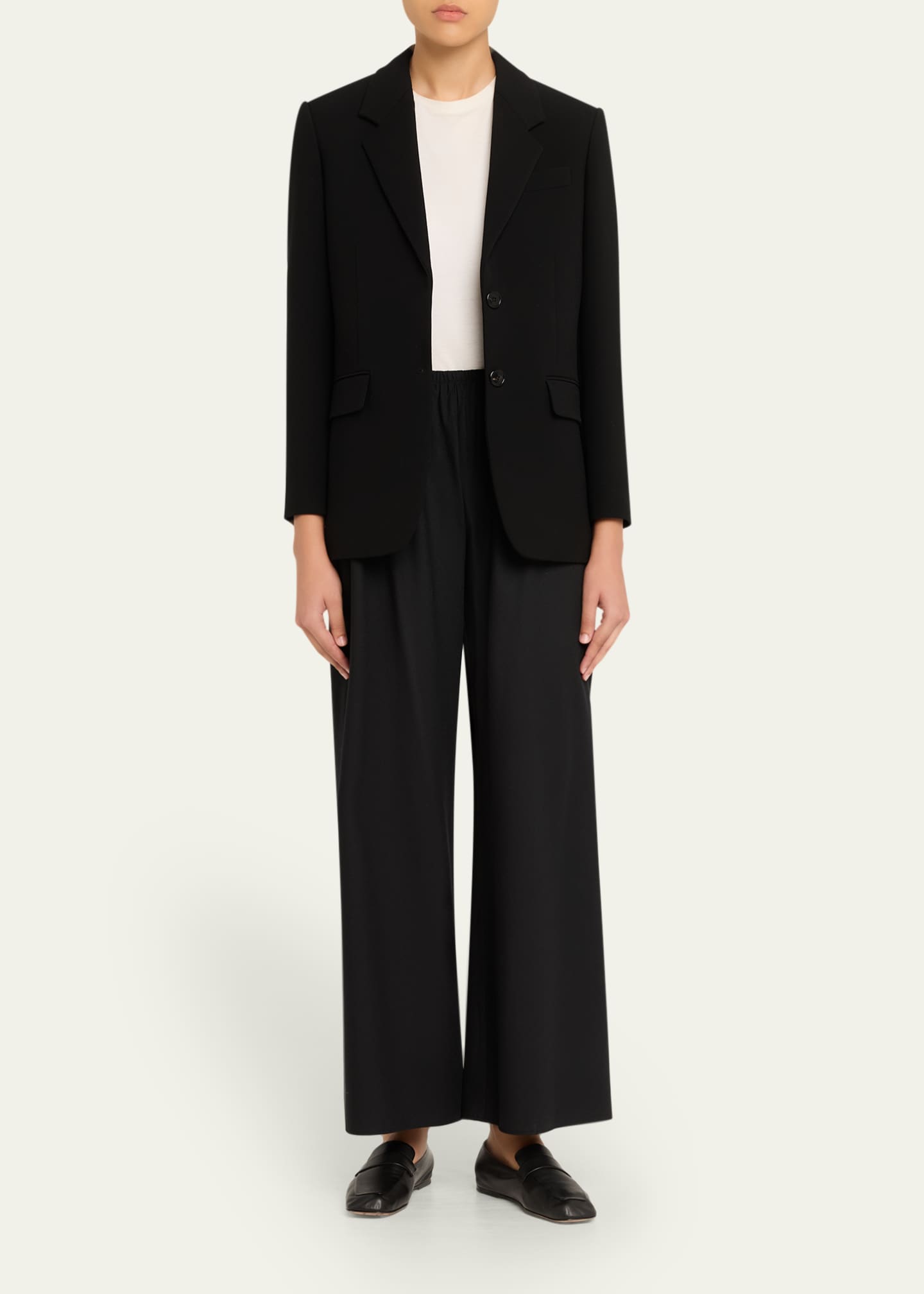 THE ROW Gala Wool Wide-Leg Pull-On Pants - Bergdorf Goodman
