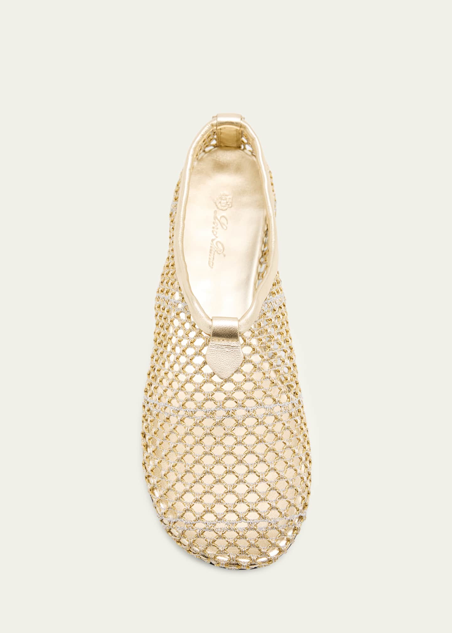 Loro Piana Floaty Metallic Fishnet Ballerina Flats - Bergdorf Goodman