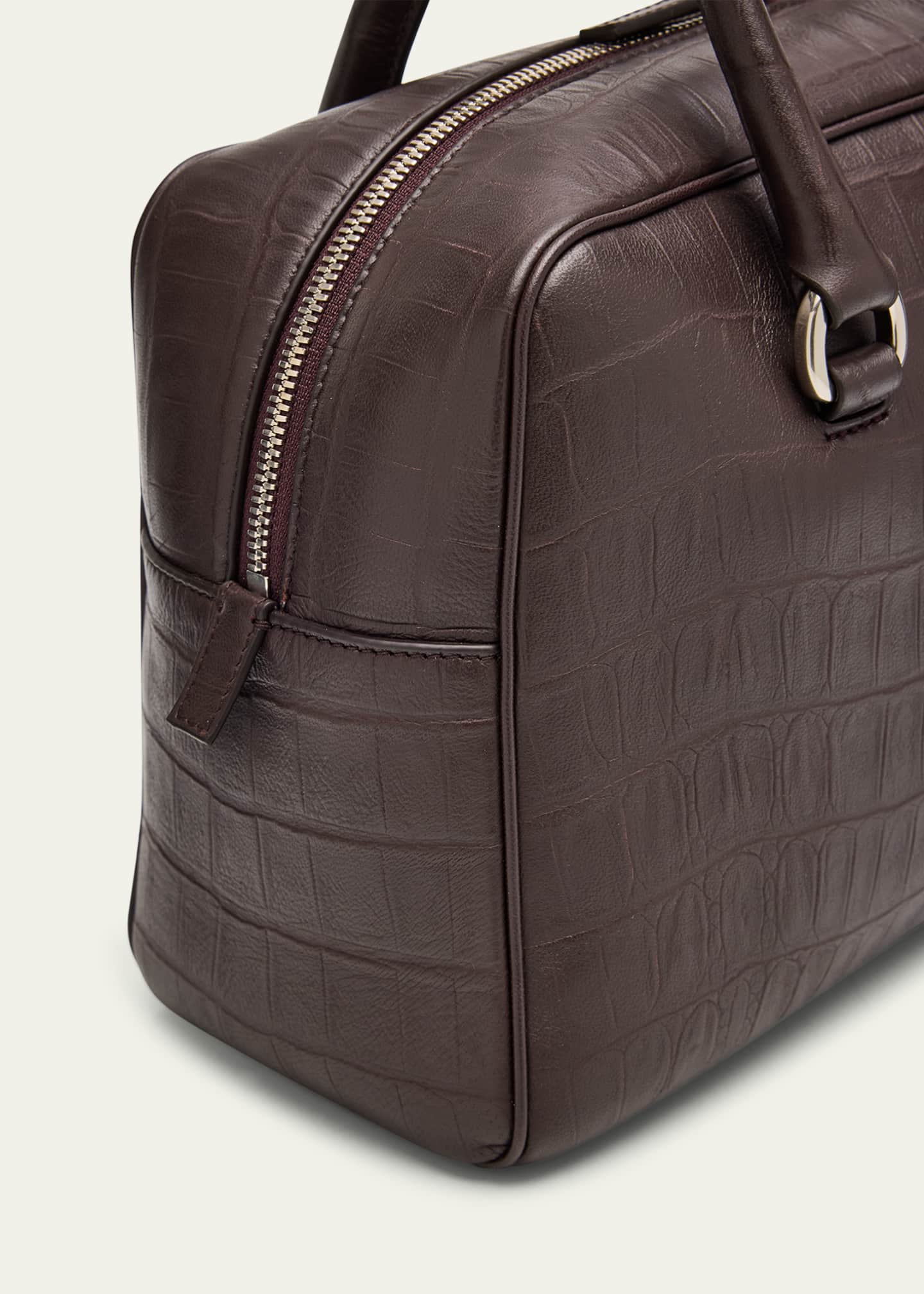 Michael Kors Collection Kasia Croc-Embossed Leather Top-Handle Bag ...