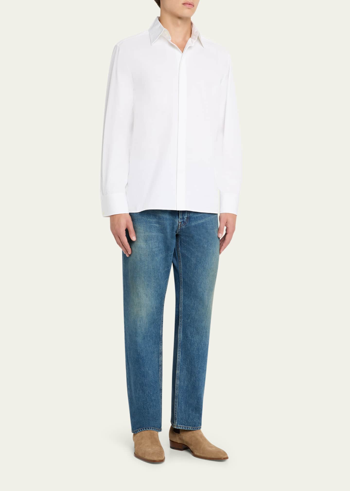 Saint Laurent Men's High Rise Straight-Leg Jeans - Bergdorf Goodman
