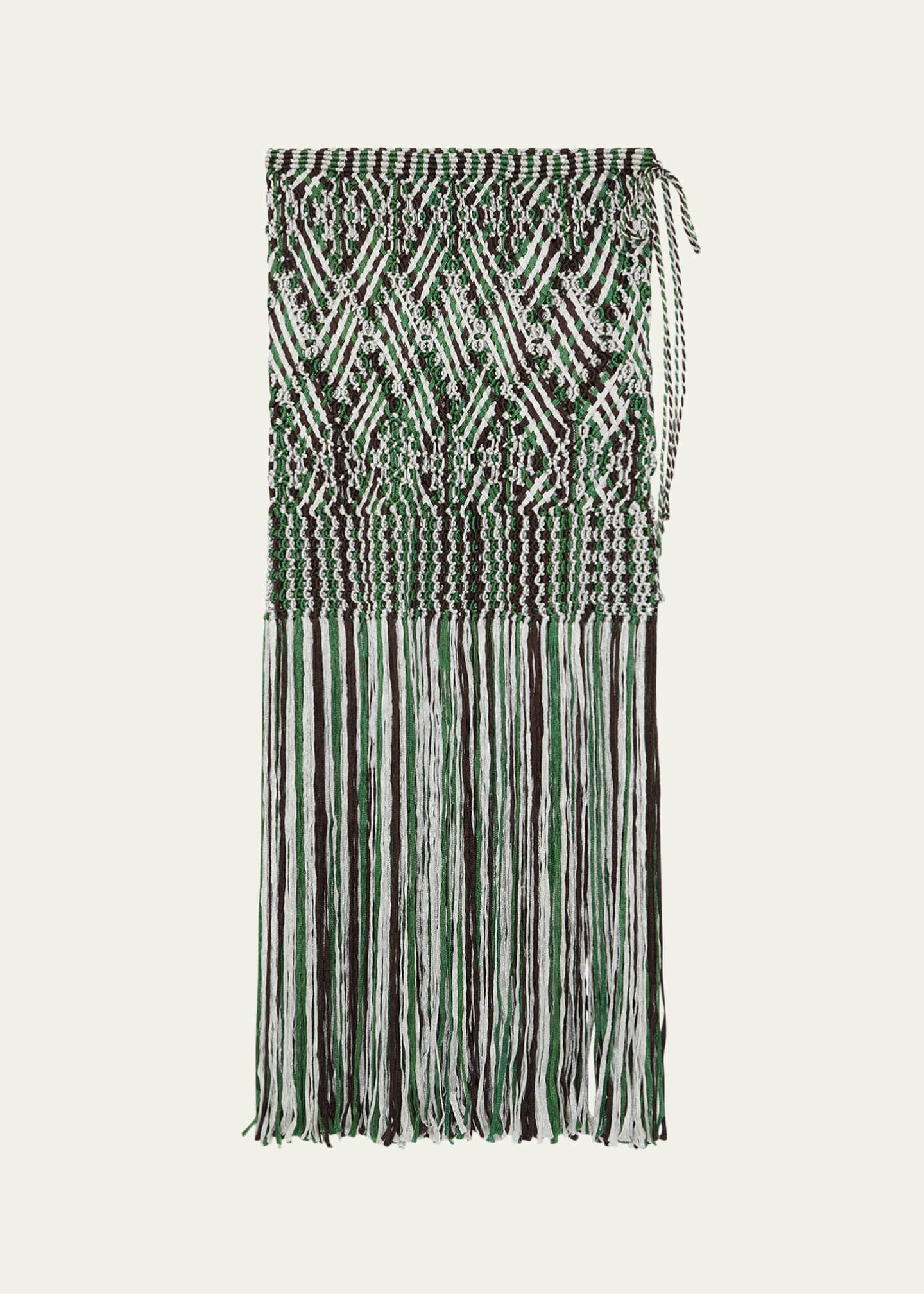Wales Bonner Java Macrame Fringe Midi Skirt - Bergdorf Goodman