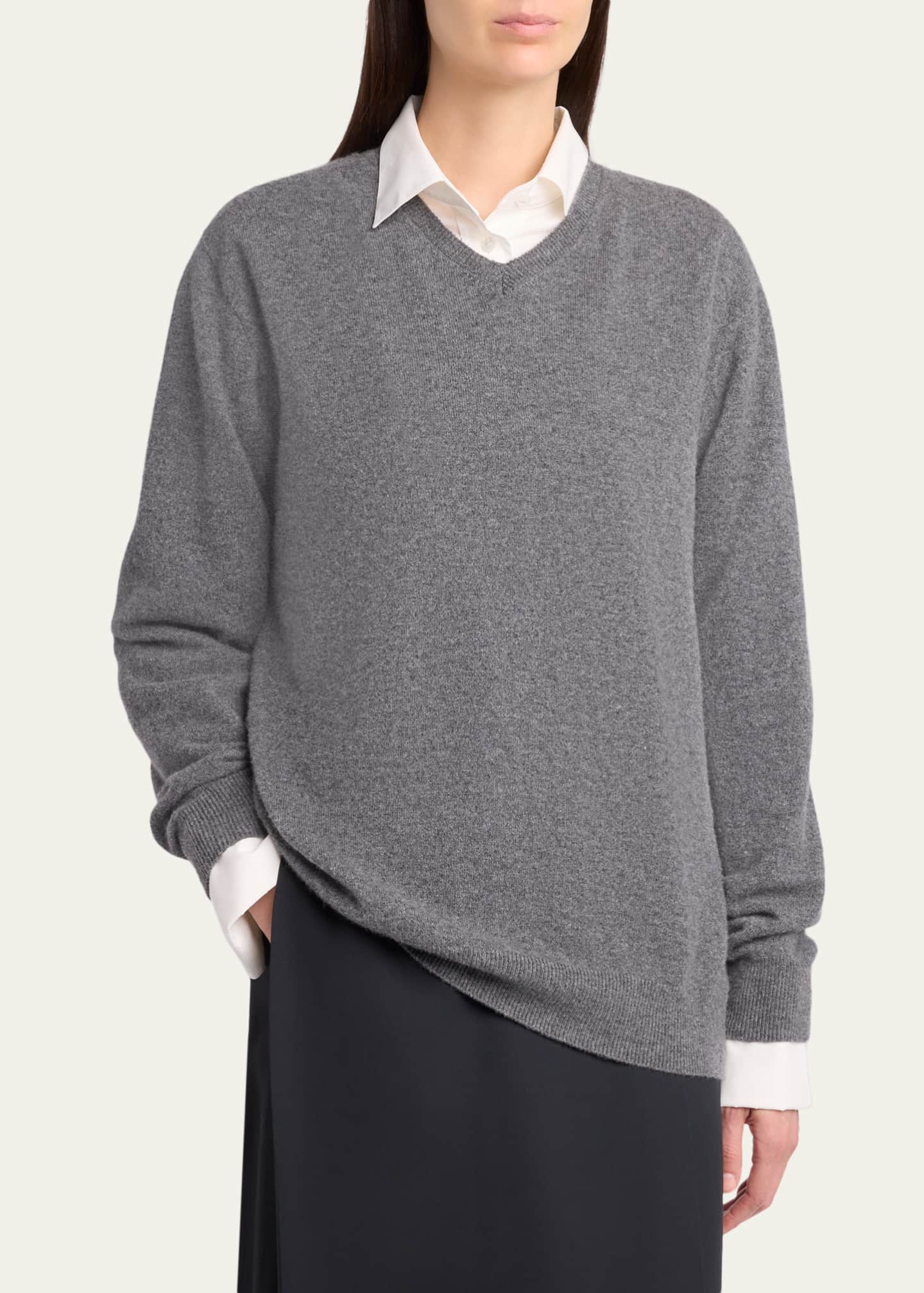 THE ROW Ligeia V-Neck Cashmere Sweater - Bergdorf Goodman