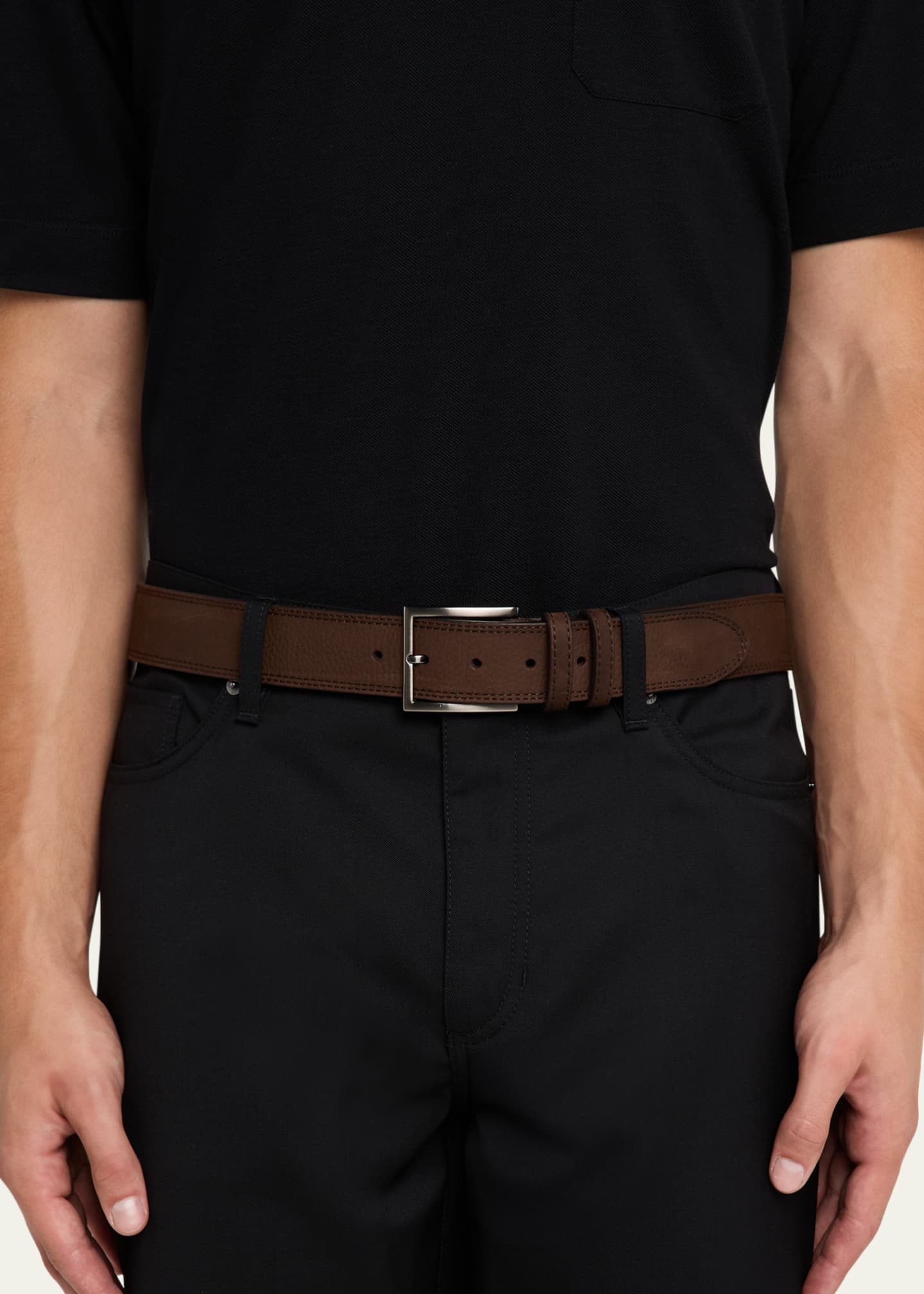 Magnanni Men's Eastwood Textured Suede Leather Belt, Brown - Bergdorf ...
