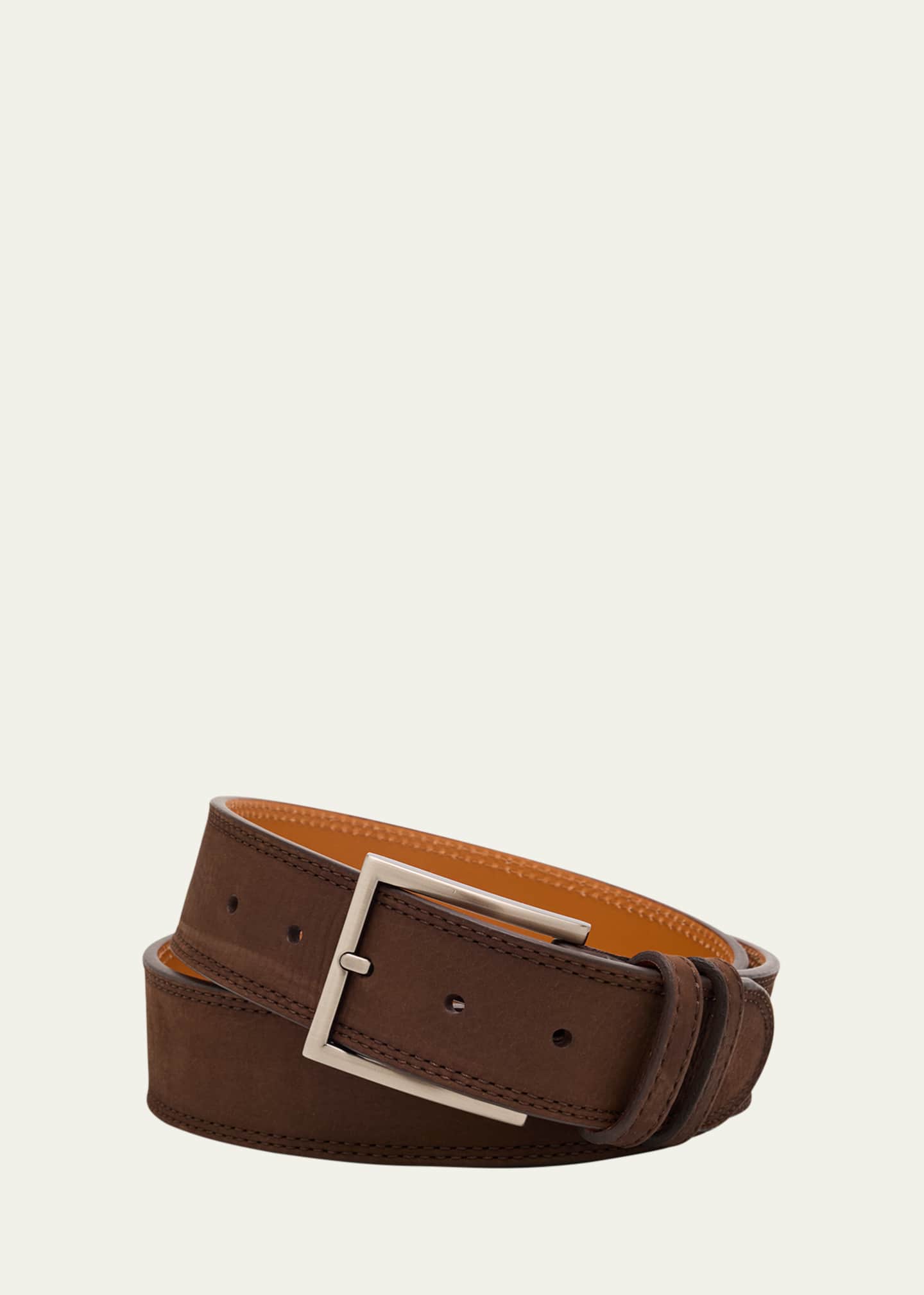 Magnanni Men's Eastwood Textured Suede Leather Belt, Brown - Bergdorf ...