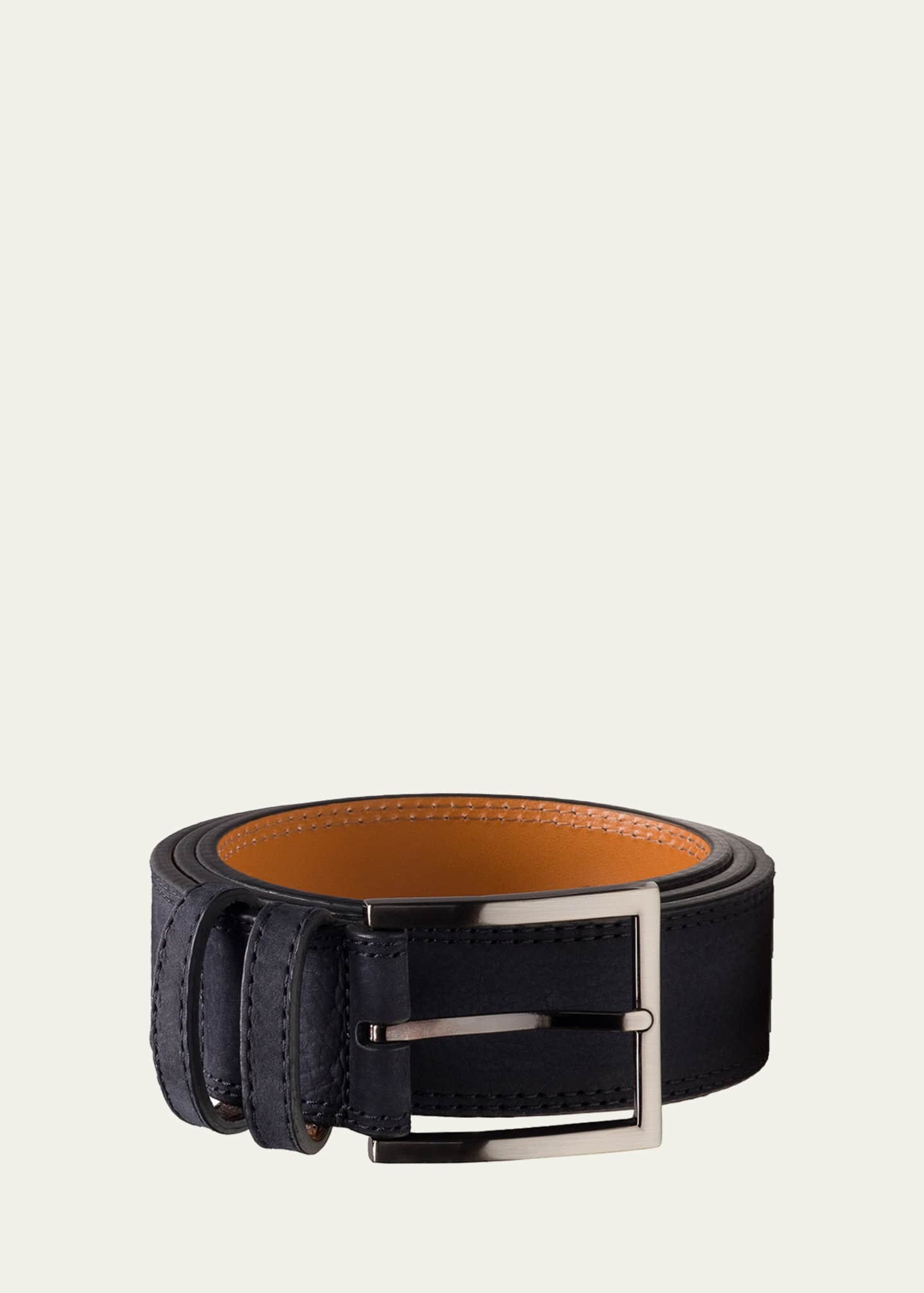 Magnanni Men's Eastwood Grained Suede Belt - Bergdorf Goodman