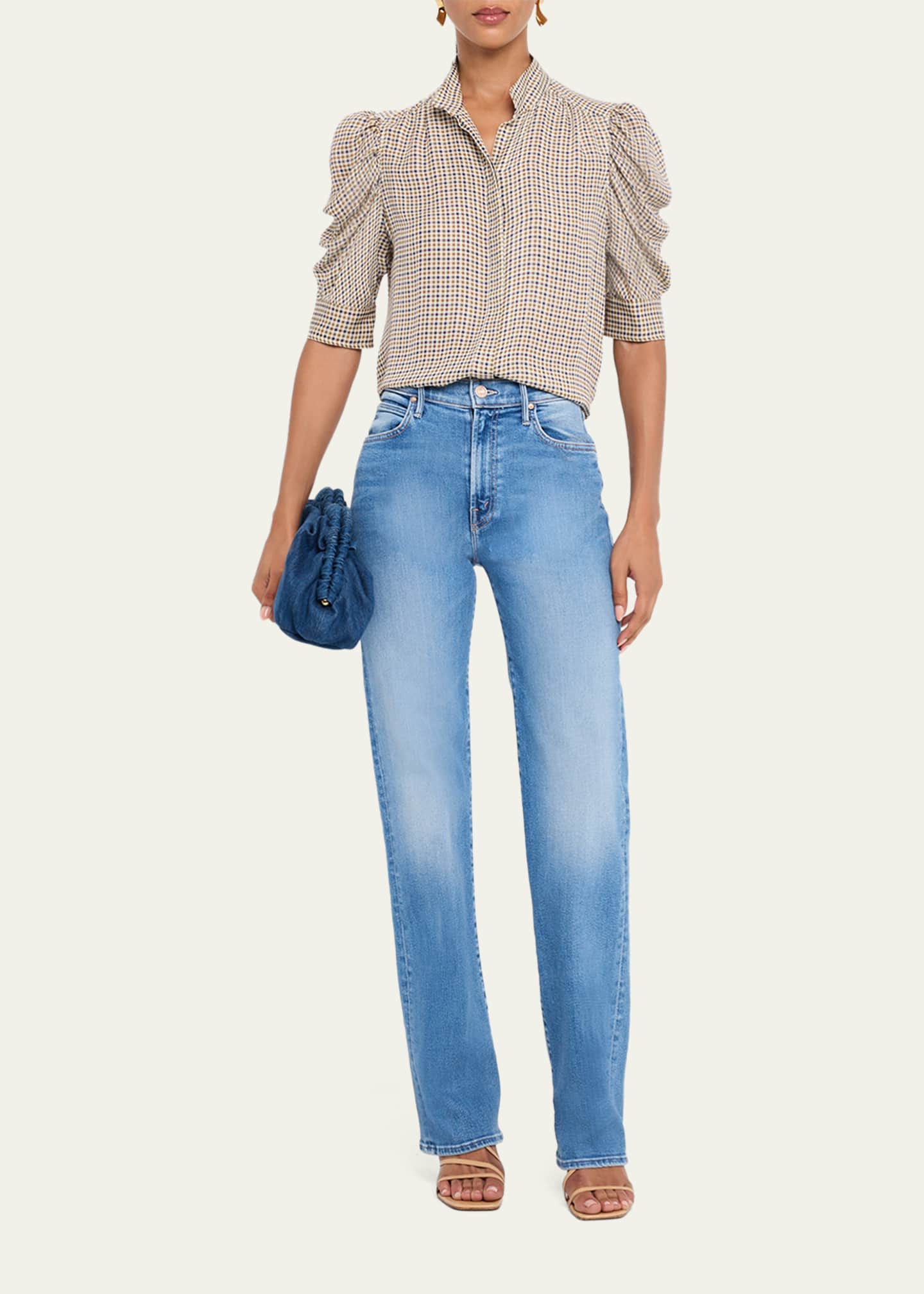 FRAME The Houndstooth Silk Blouse - Bergdorf Goodman
