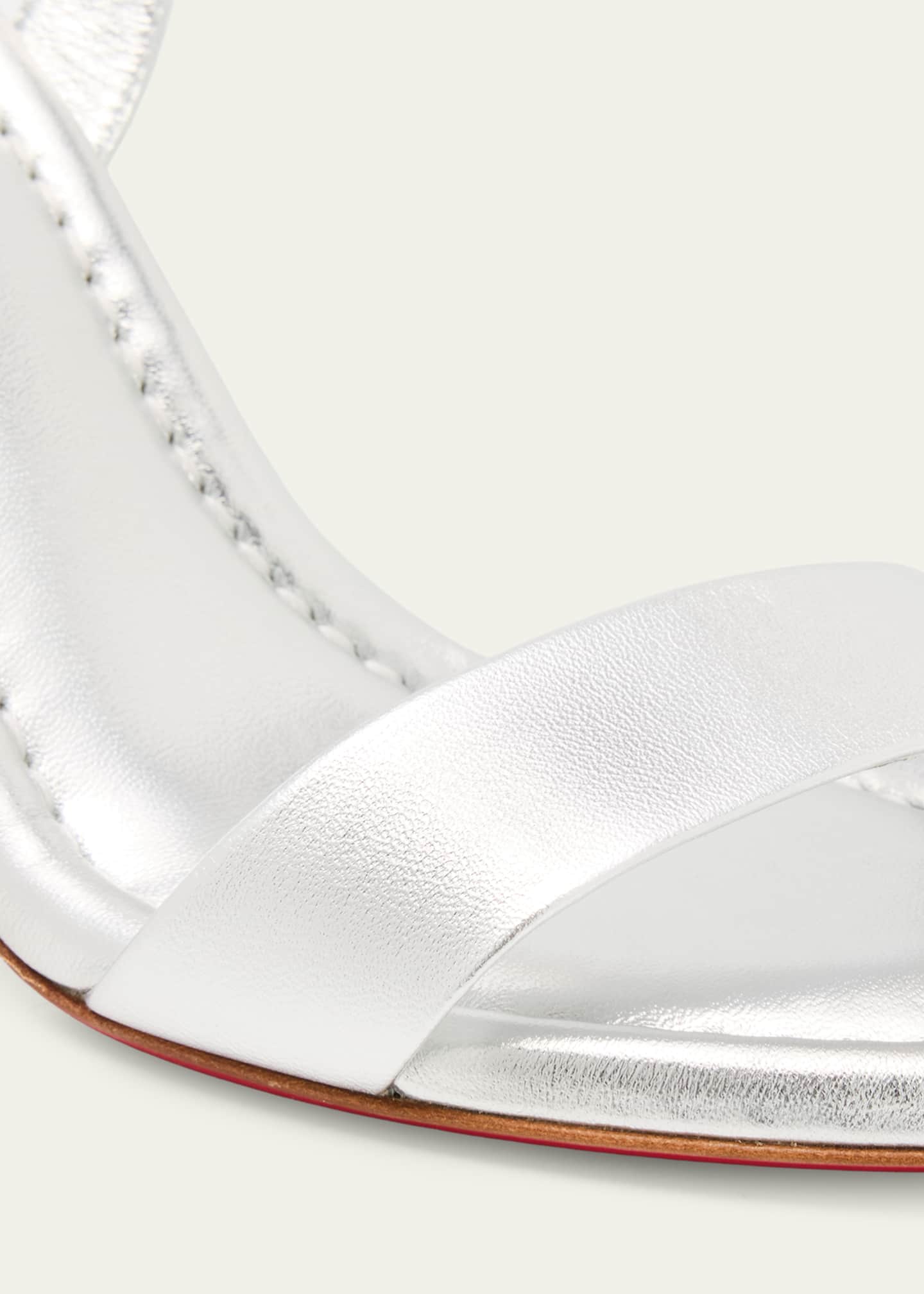 Christian Louboutin 85mm Miss Jane Metallic Leather Red Sole Ankle ...