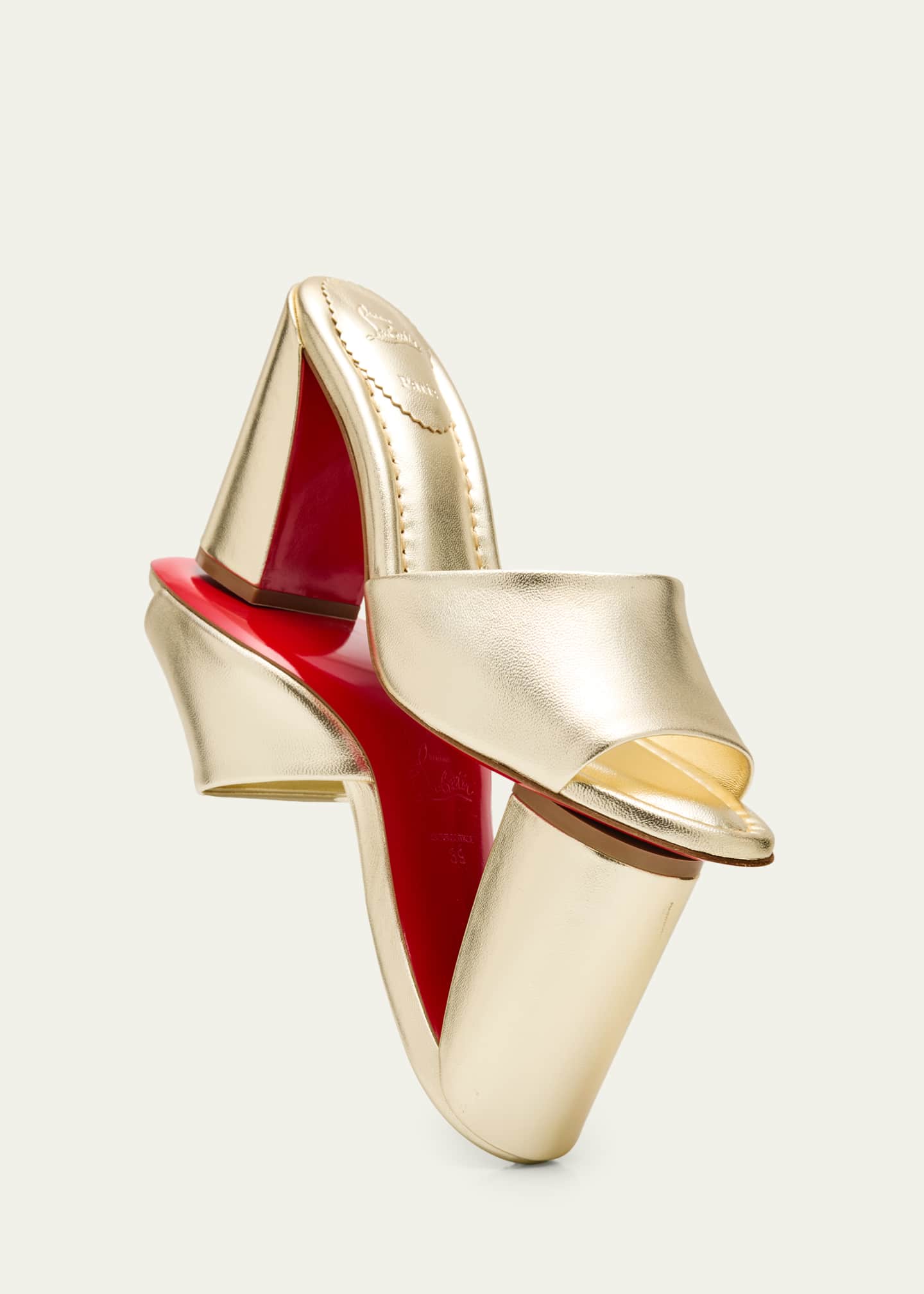 Christian Louboutin 85mm Jane Metallic Nappa Leather Mules - Bergdorf ...