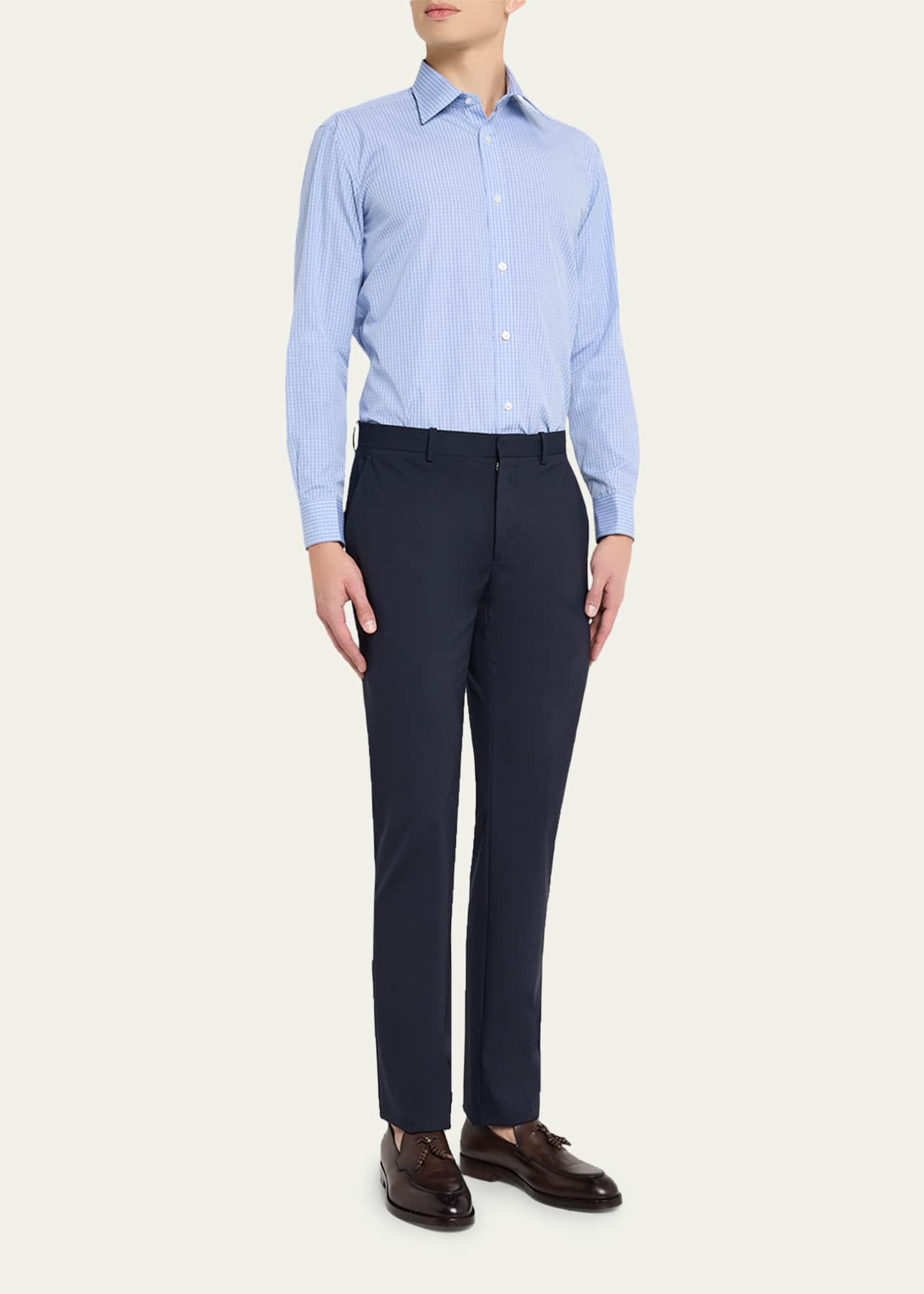Charvet Men's Cotton Point Collar Micro-Plaid Sport Shirt - Bergdorf ...