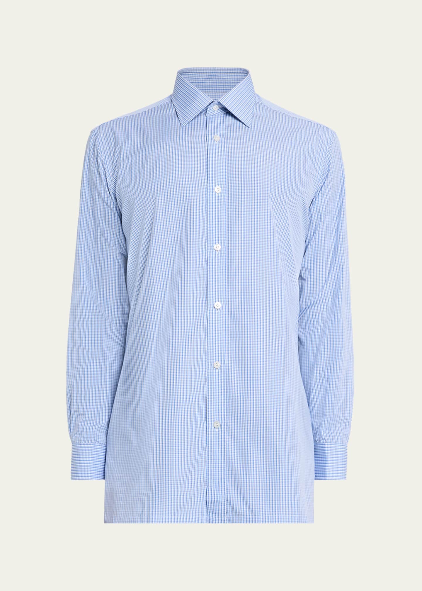 Charvet Men's Cotton Point Collar Micro-Plaid Sport Shirt - Bergdorf ...