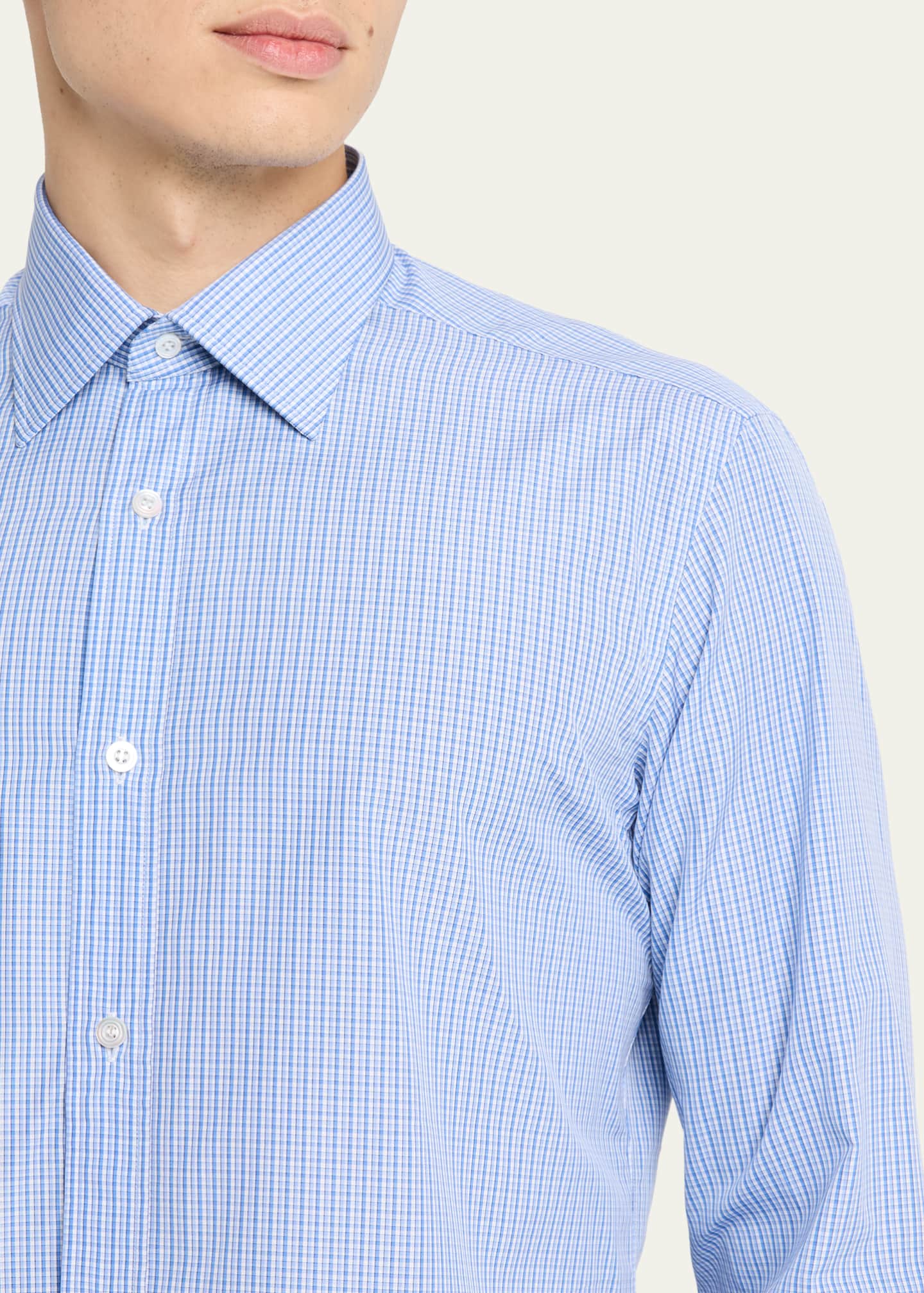 Charvet Men's Cotton Point Collar Micro-Plaid Sport Shirt - Bergdorf ...
