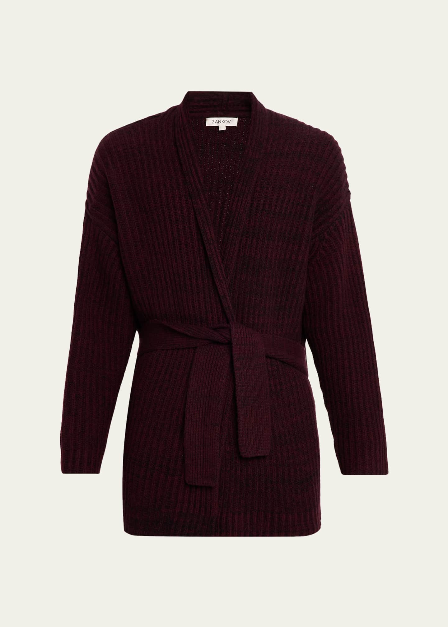 ZANKOV Men's Marled Merino Wool Belted Cardigan - Bergdorf Goodman
