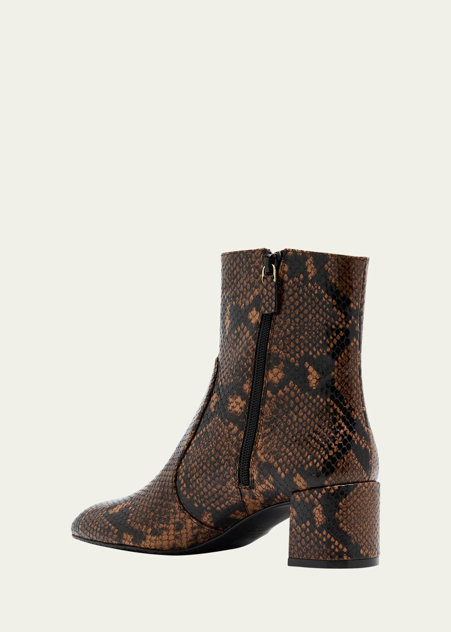 Stuart Weitzman Maeve Snake-Printed Leather Booties - Bergdorf Goodman