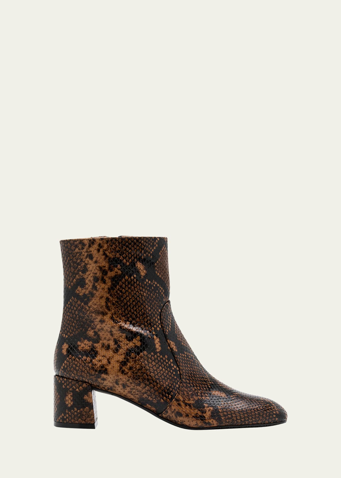Stuart Weitzman Maeve Snake-Printed Leather Booties - Bergdorf Goodman