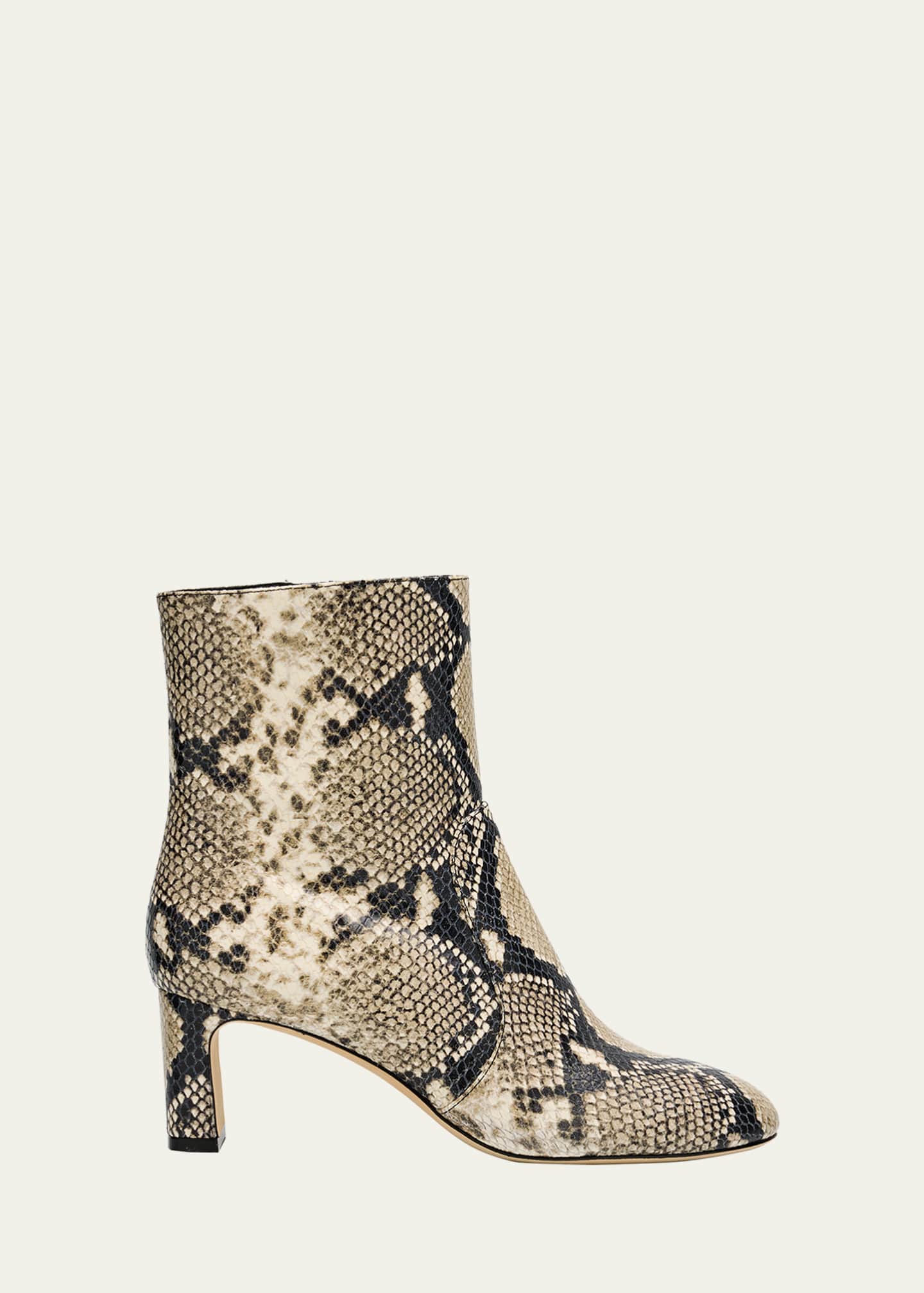 Stuart Weitzman Babette Snake-Printed Leather Booties - Bergdorf Goodman