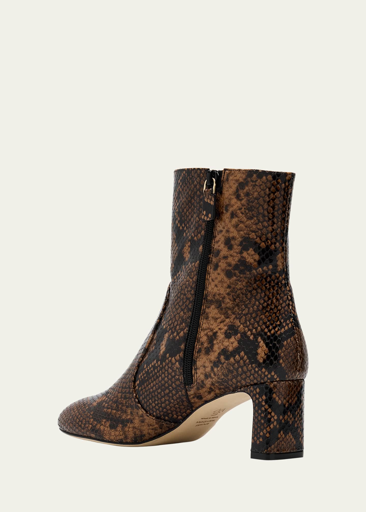 Stuart Weitzman Babette Snake-Printed Leather Booties - Bergdorf Goodman