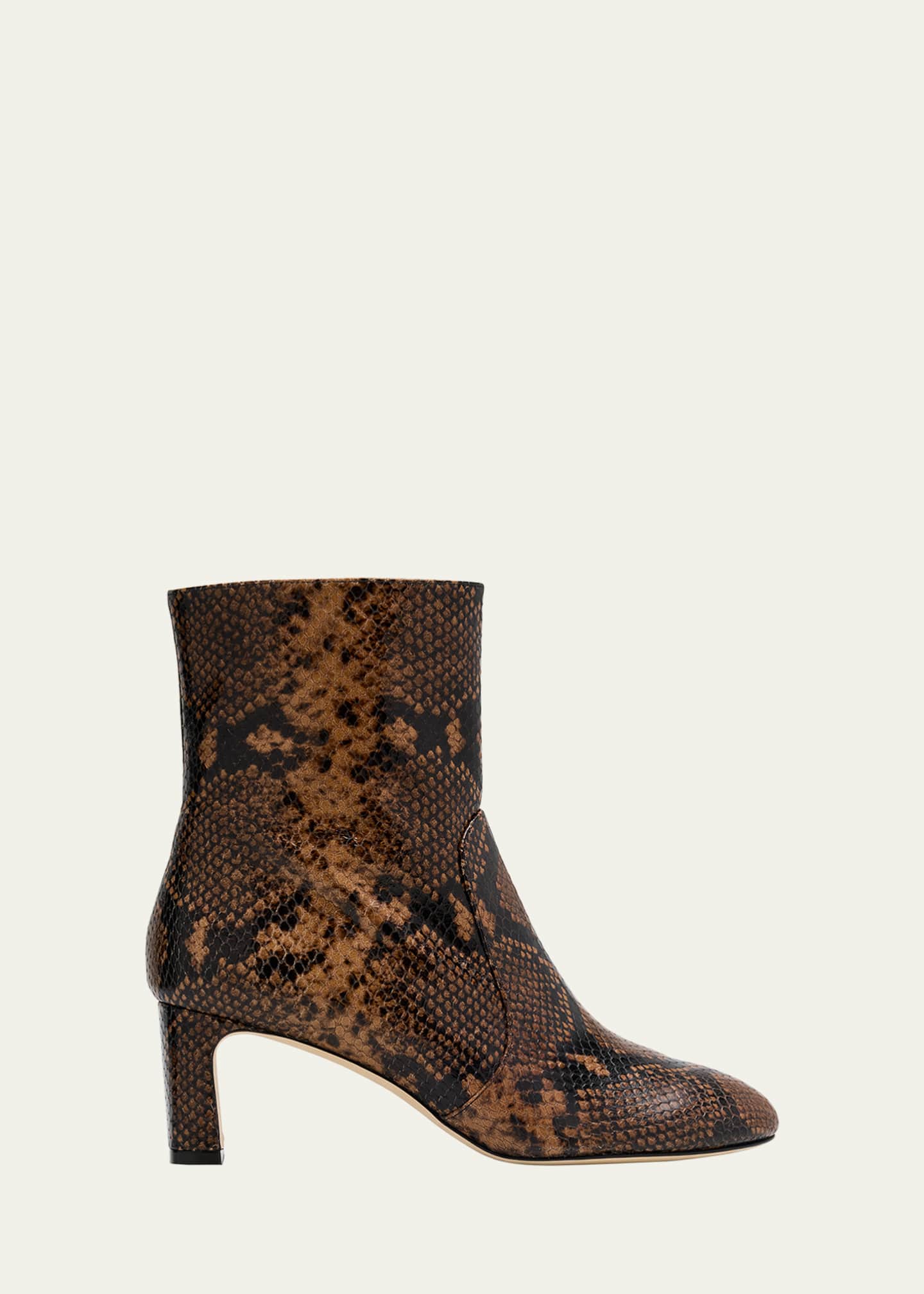 Stuart Weitzman Babette Snake-Printed Leather Booties - Bergdorf Goodman
