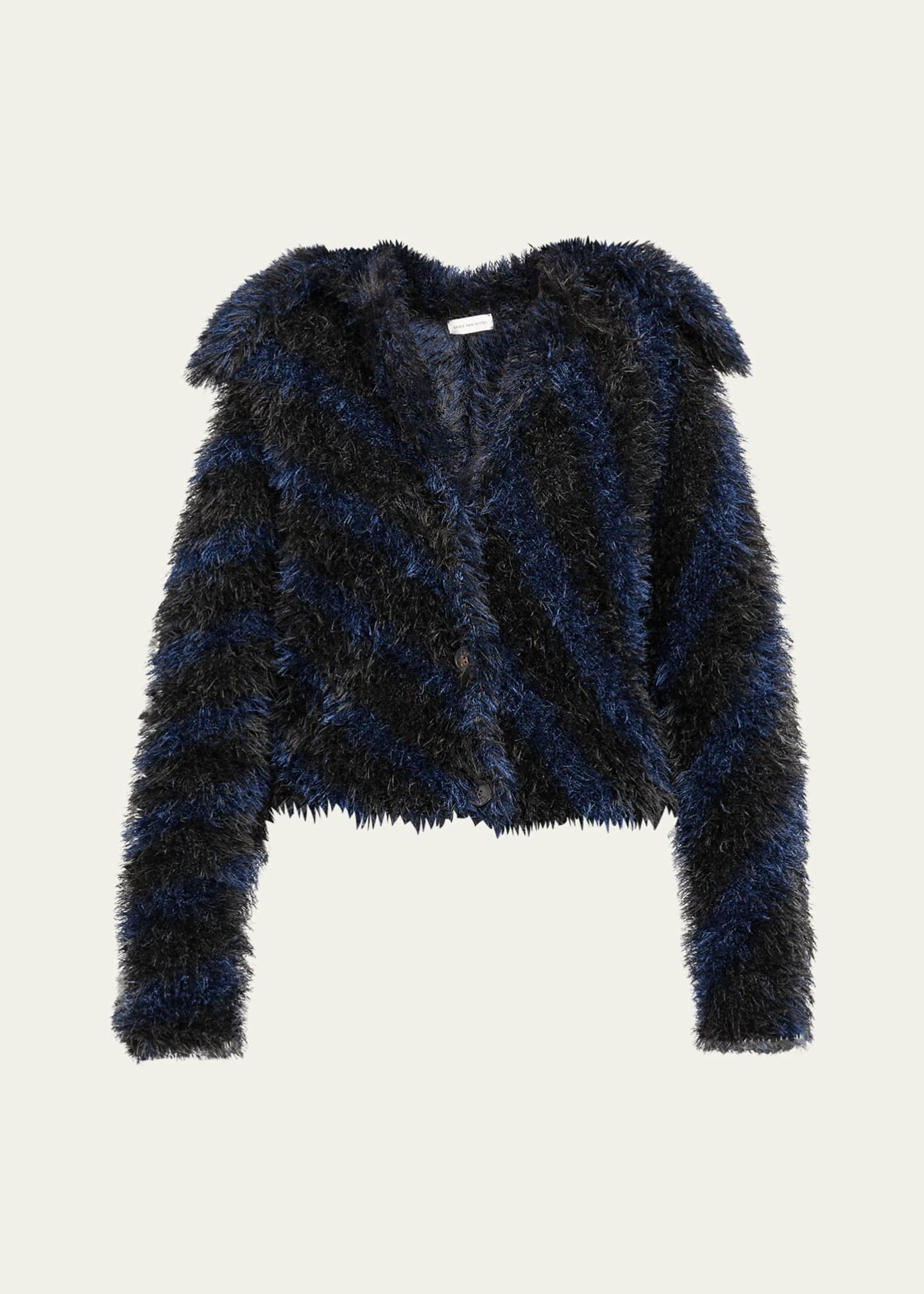 Dries Van Noten Striped Fuzzy Fringe Short Jacket - Bergdorf Goodman