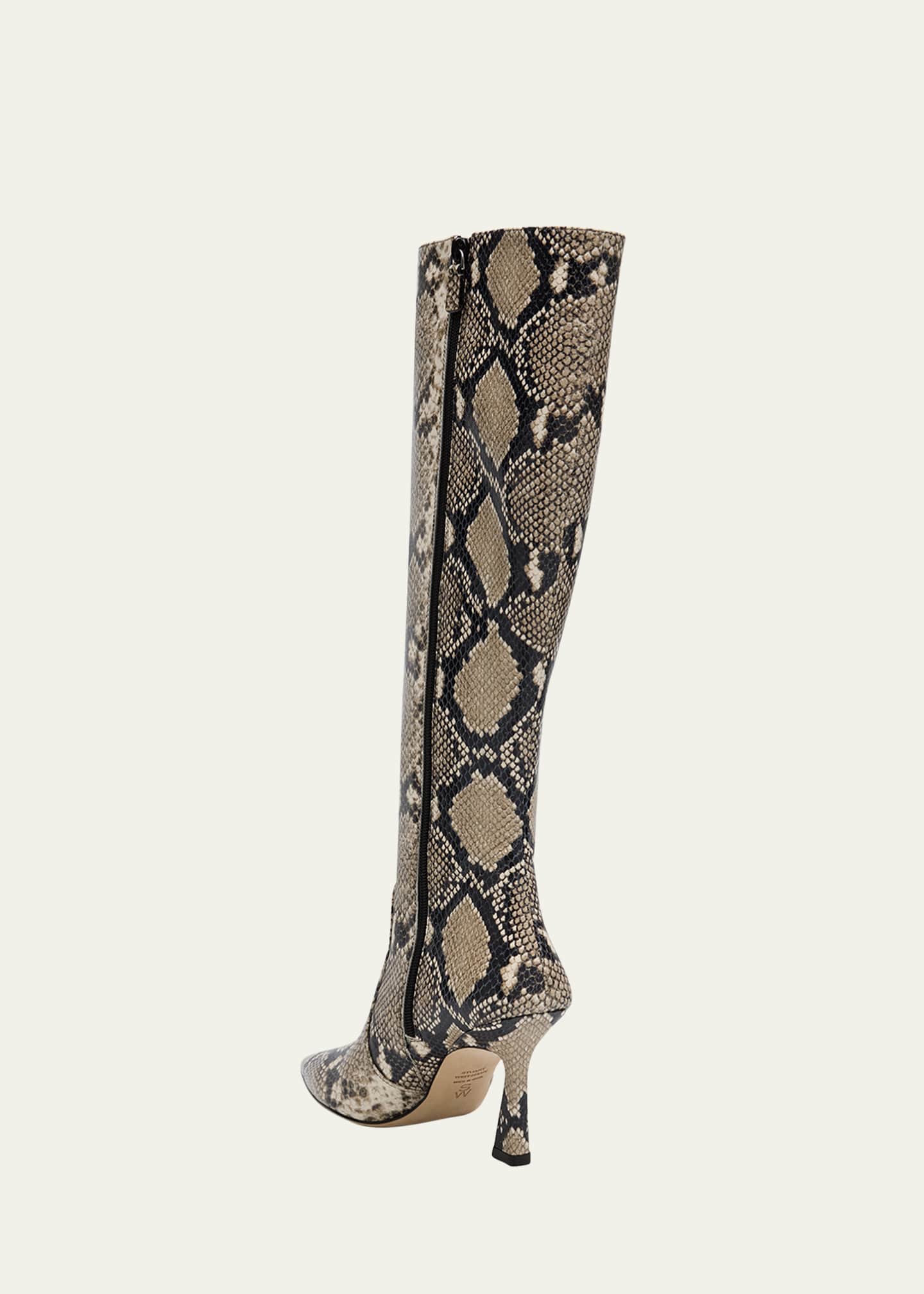 Stuart Weitzman 85mm Vinnie Snake-Printed Leather Knee-High Boots ...