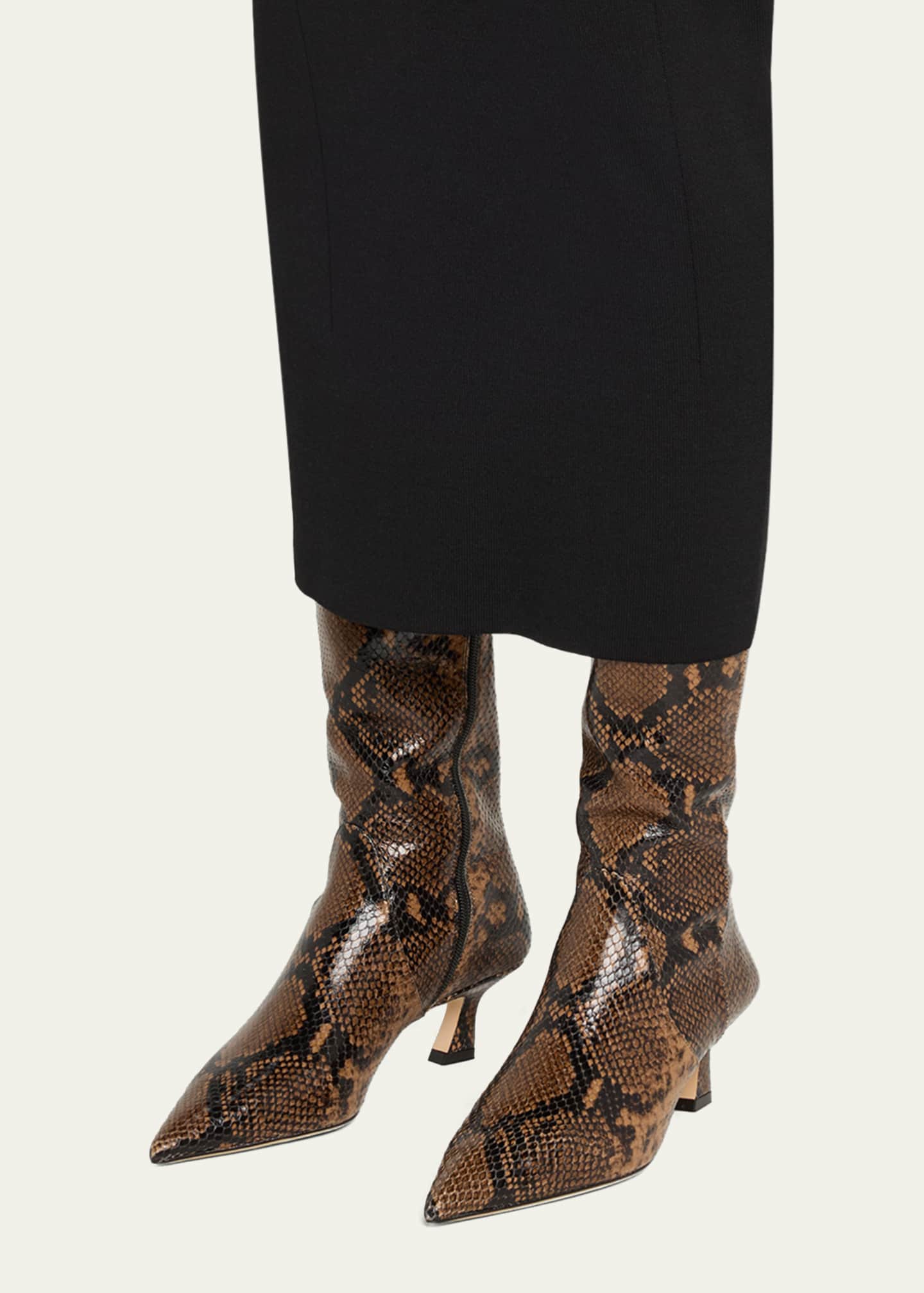 Stuart Weitzman 50mm Vinnie Snake-Printed Leather Knee-High Boots ...