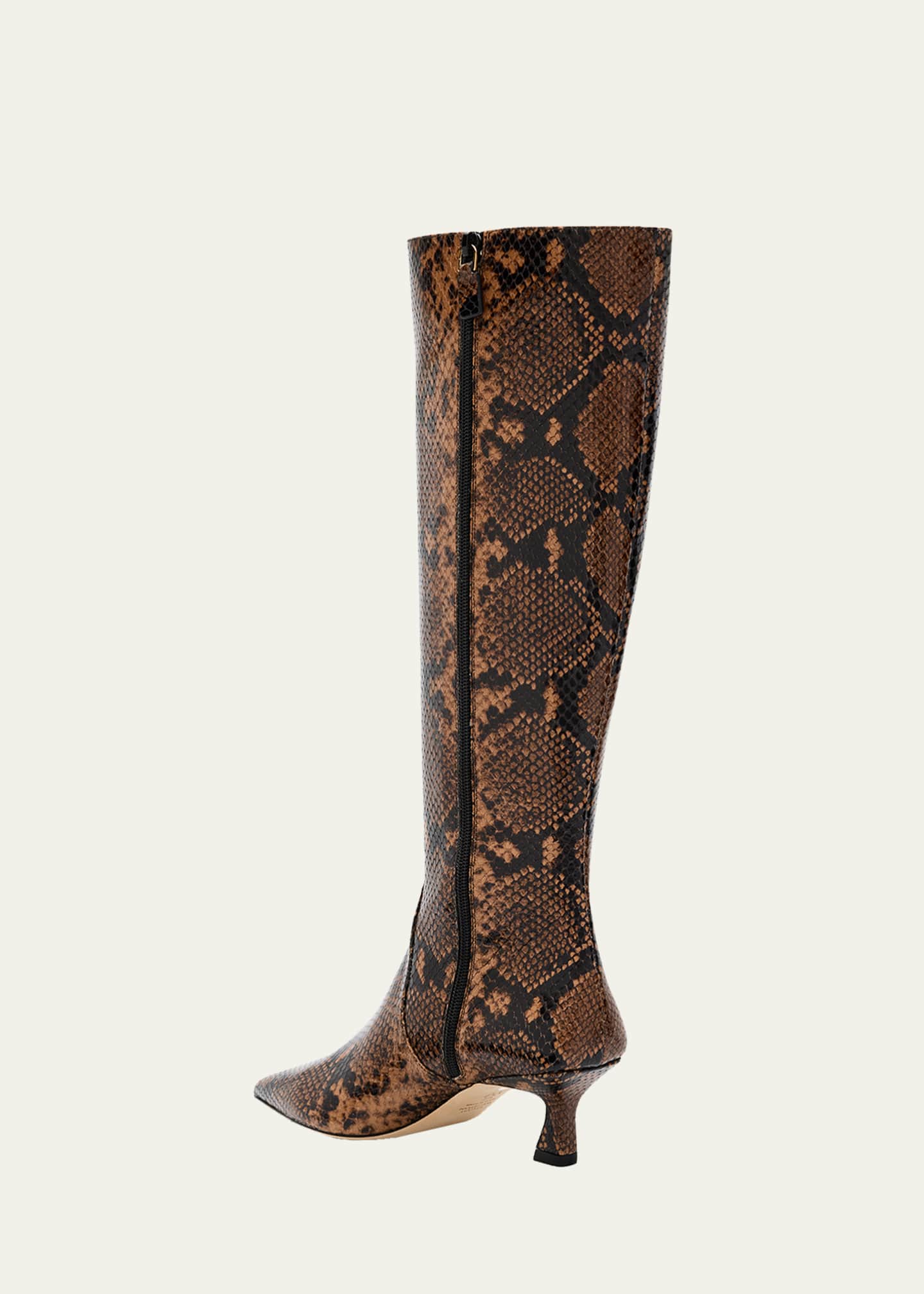 Stuart Weitzman 50mm Vinnie Snake-Printed Leather Knee-High Boots ...