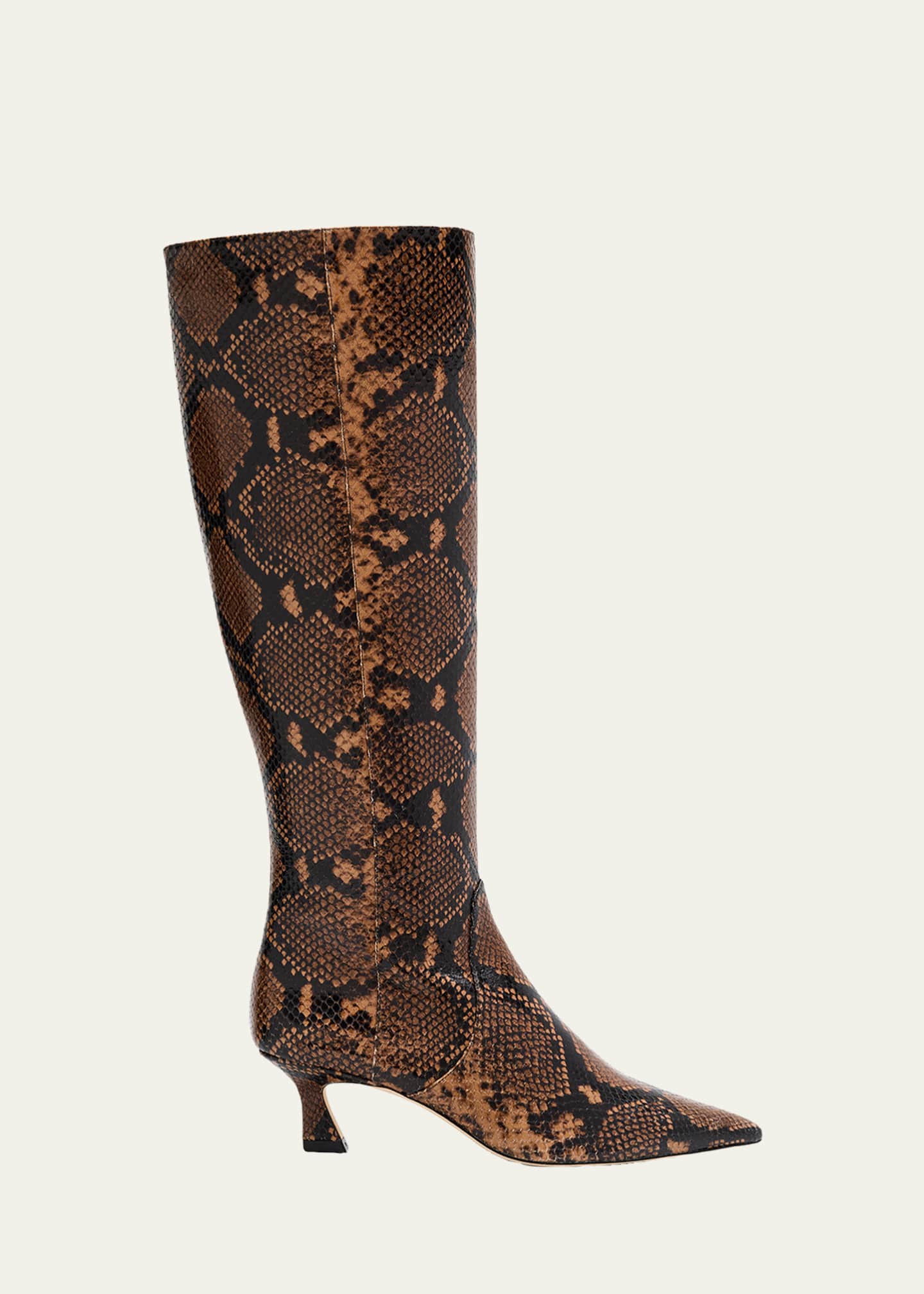 Stuart Weitzman 50mm Vinnie Snake-Printed Leather Knee-High Boots ...