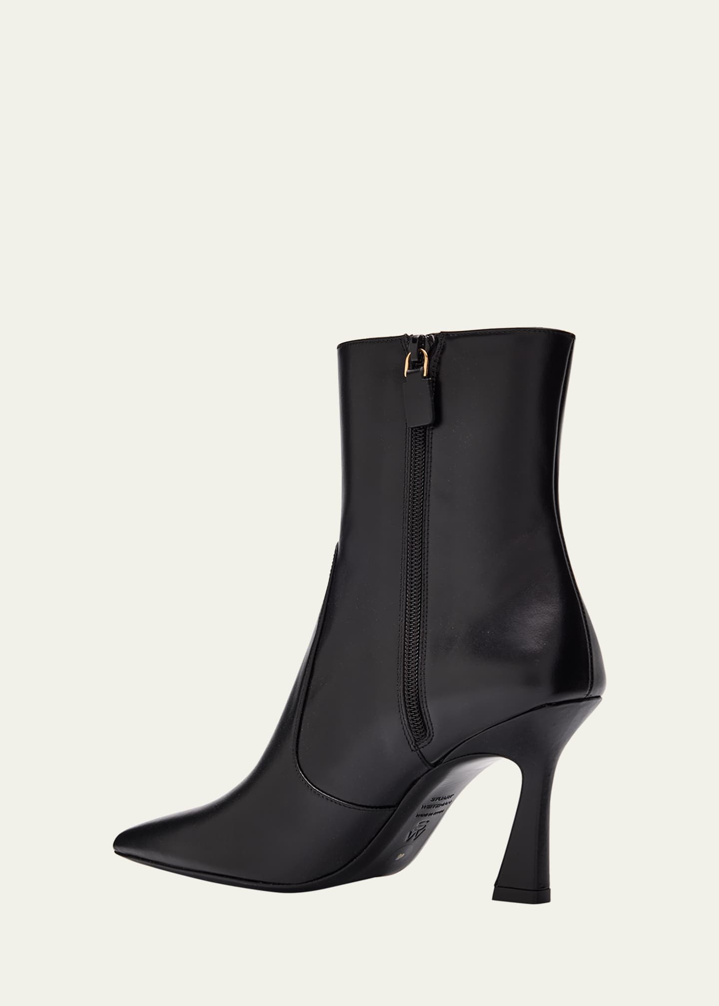 Stuart Weitzman 85mm Vinnie Leather Zip Booties - Bergdorf Goodman