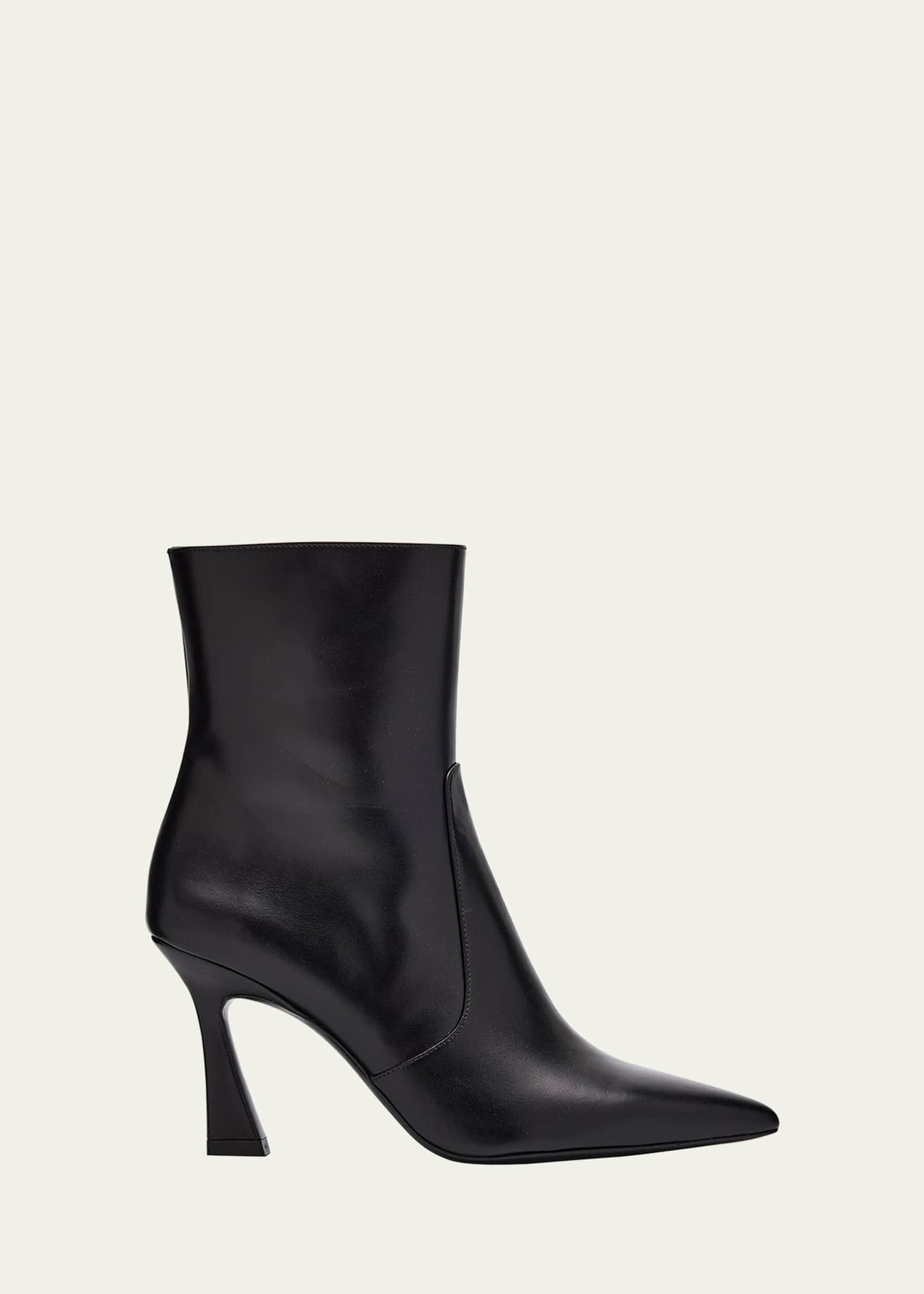Stuart Weitzman 85mm Vinnie Leather Zip Booties - Bergdorf Goodman