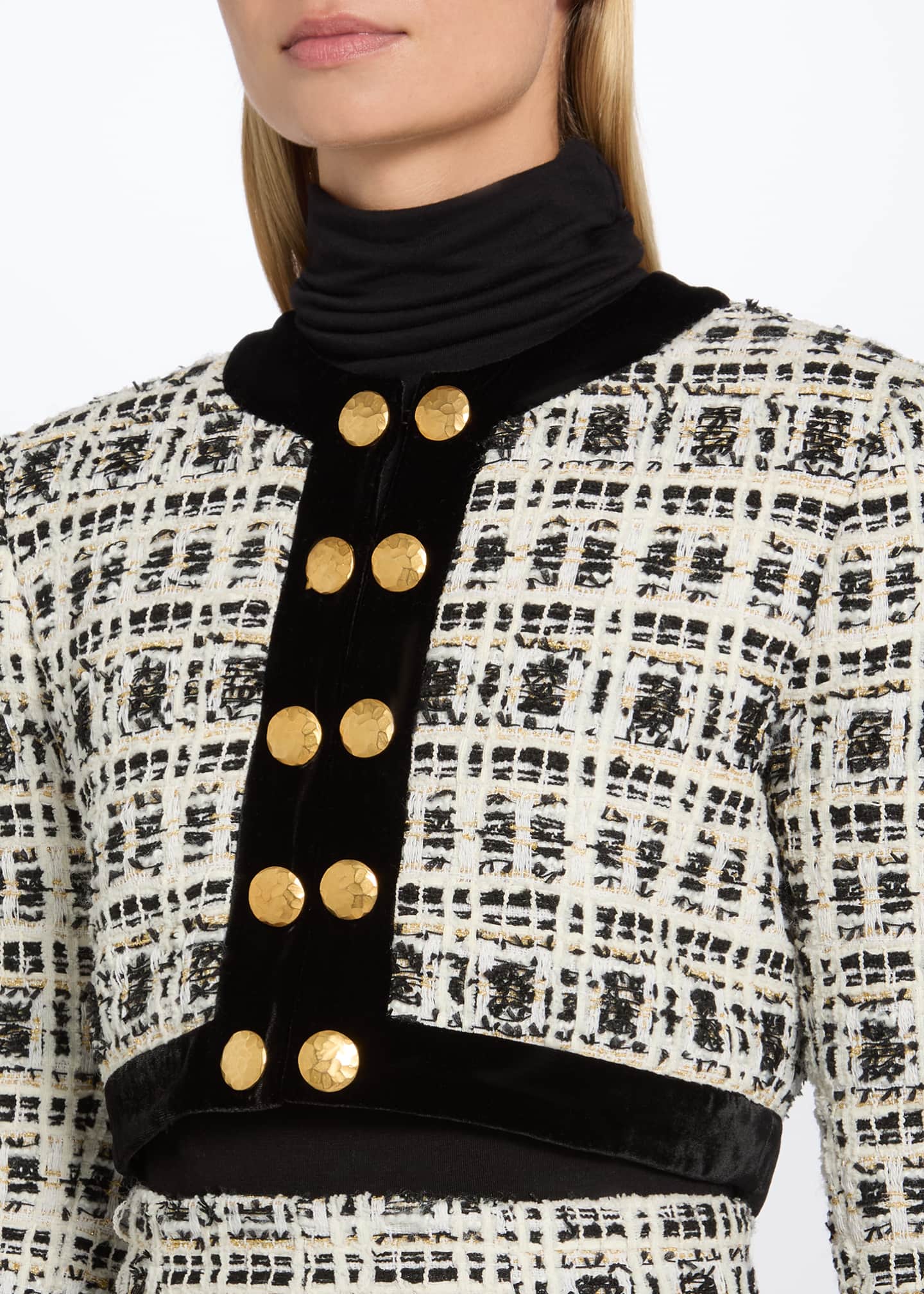 Sergio Hudson Tweed Crop Military Jacket - Bergdorf Goodman