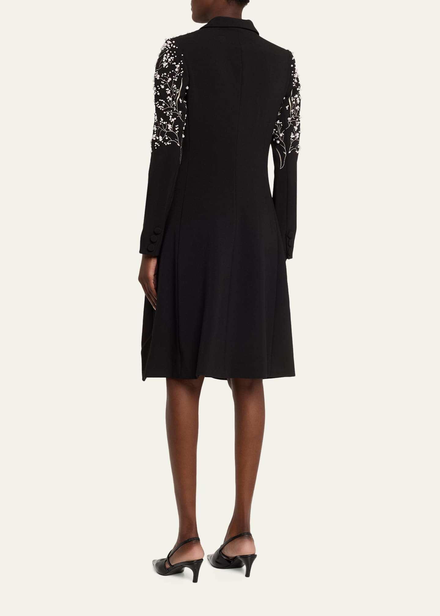 Rickie Freeman for Teri Jon Bead-Embroidered Crepe Blazer Dress ...