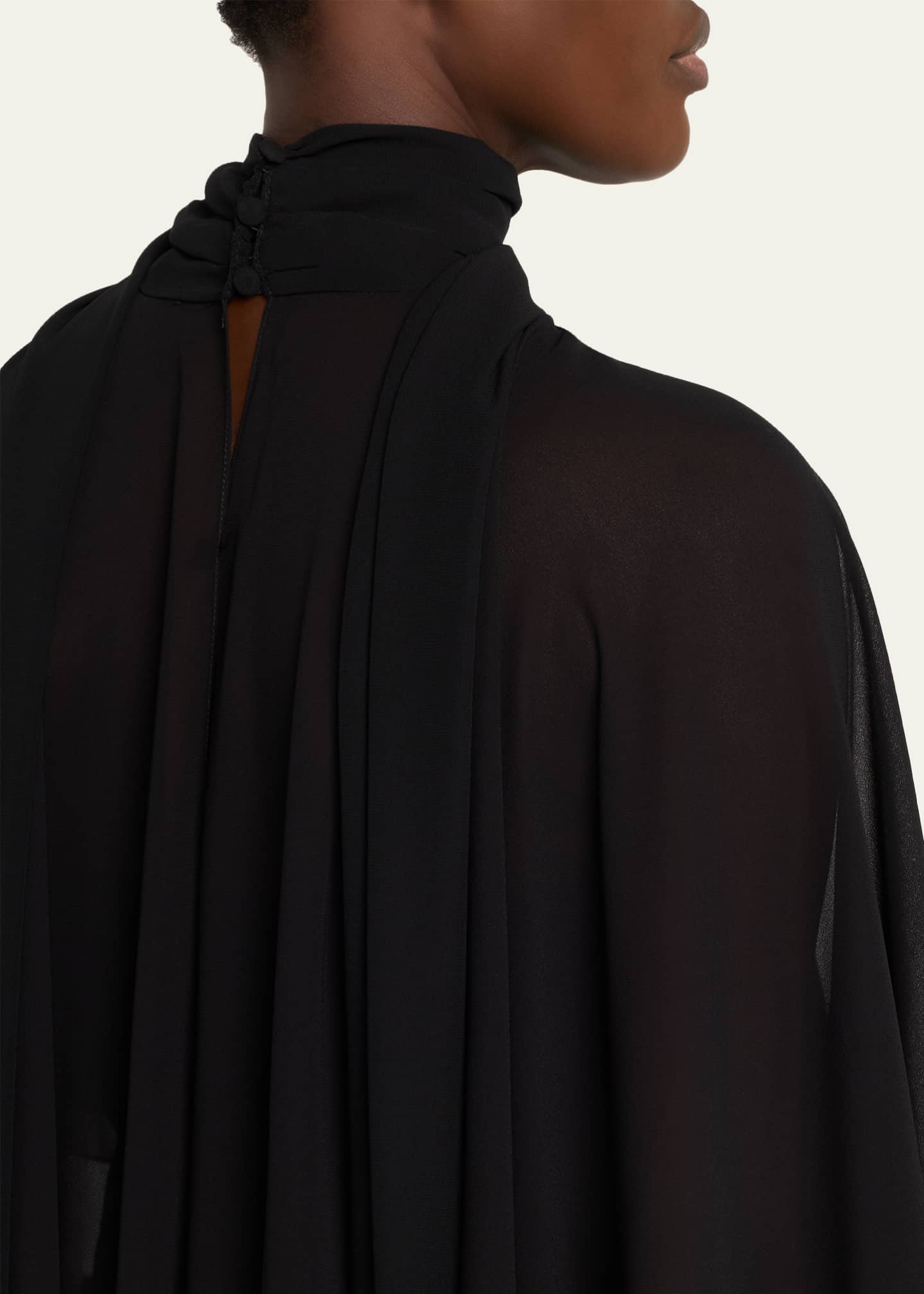 Rickie Freeman for Teri Jon Chiffon Tie-Neck Cape Slip Dress - Bergdorf ...