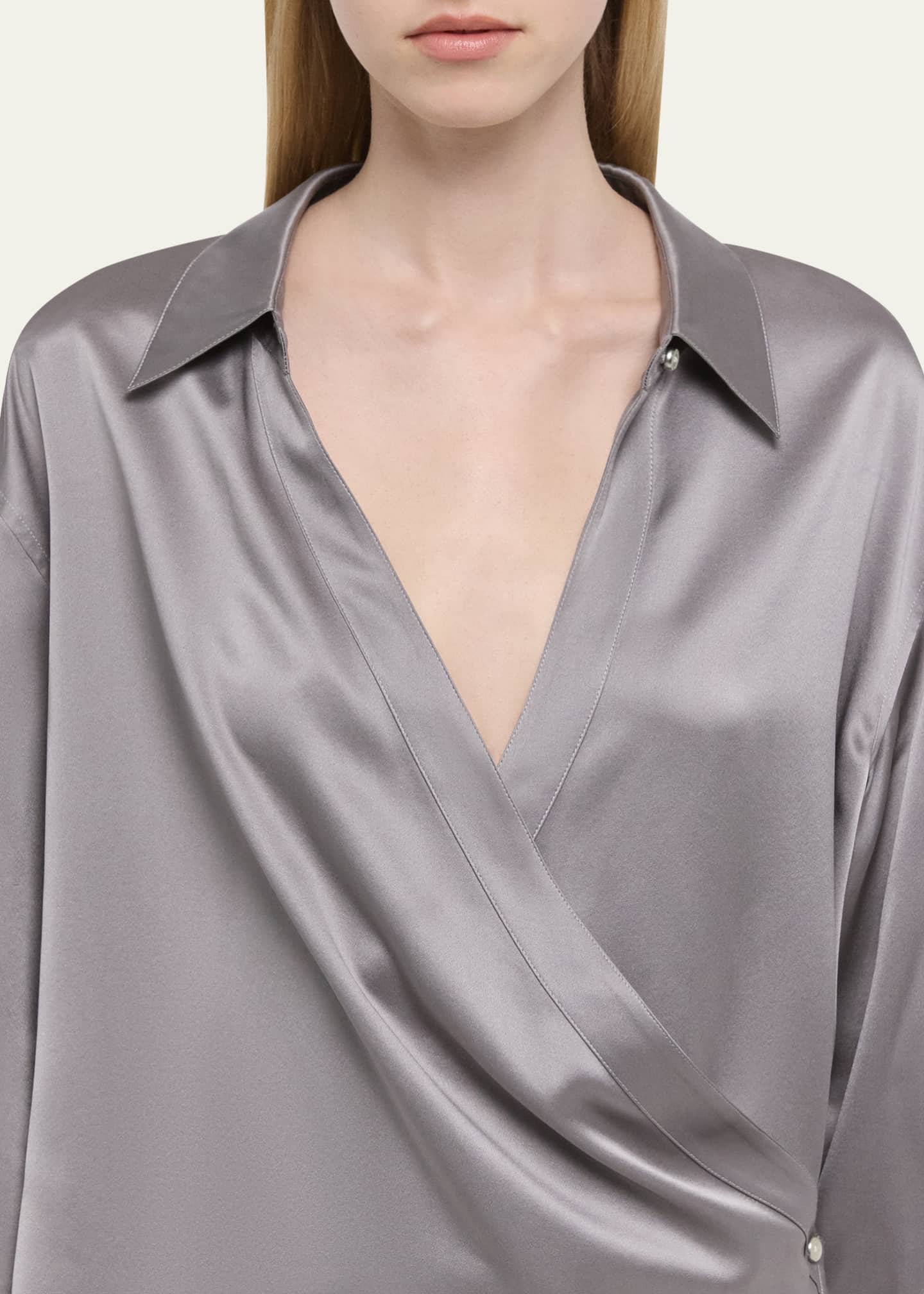 Helmut Lang Relaxed Silk Wrap Shirt - Bergdorf Goodman