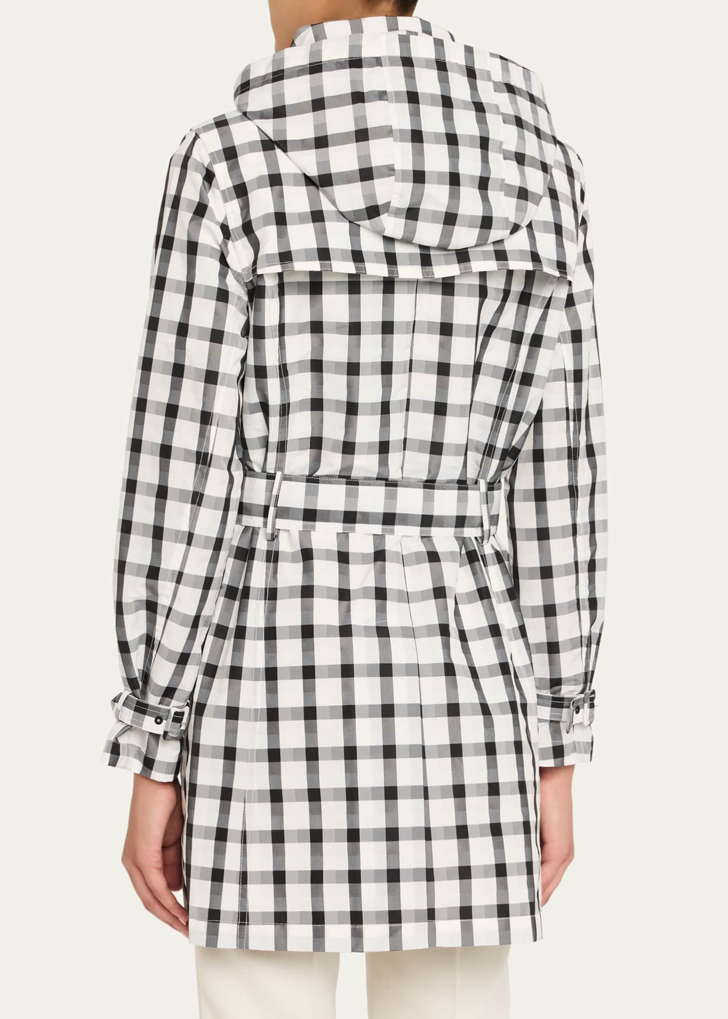 Jane Post Double-Breasted Check Taffeta Trench Coat - Bergdorf Goodman