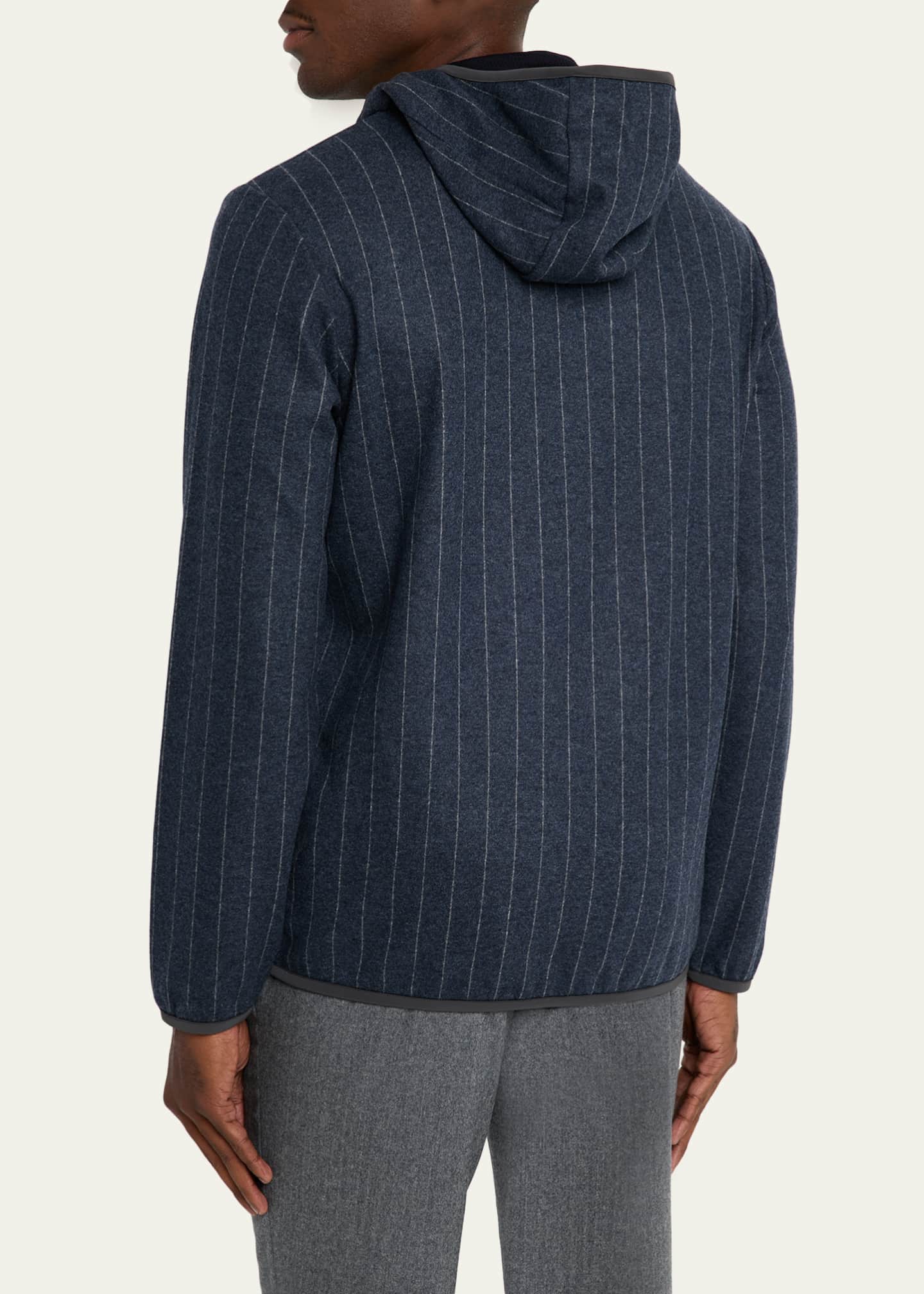 Sease Men's Drone Wool and Cashmere Stripe Hoodie - Bergdorf Goodman