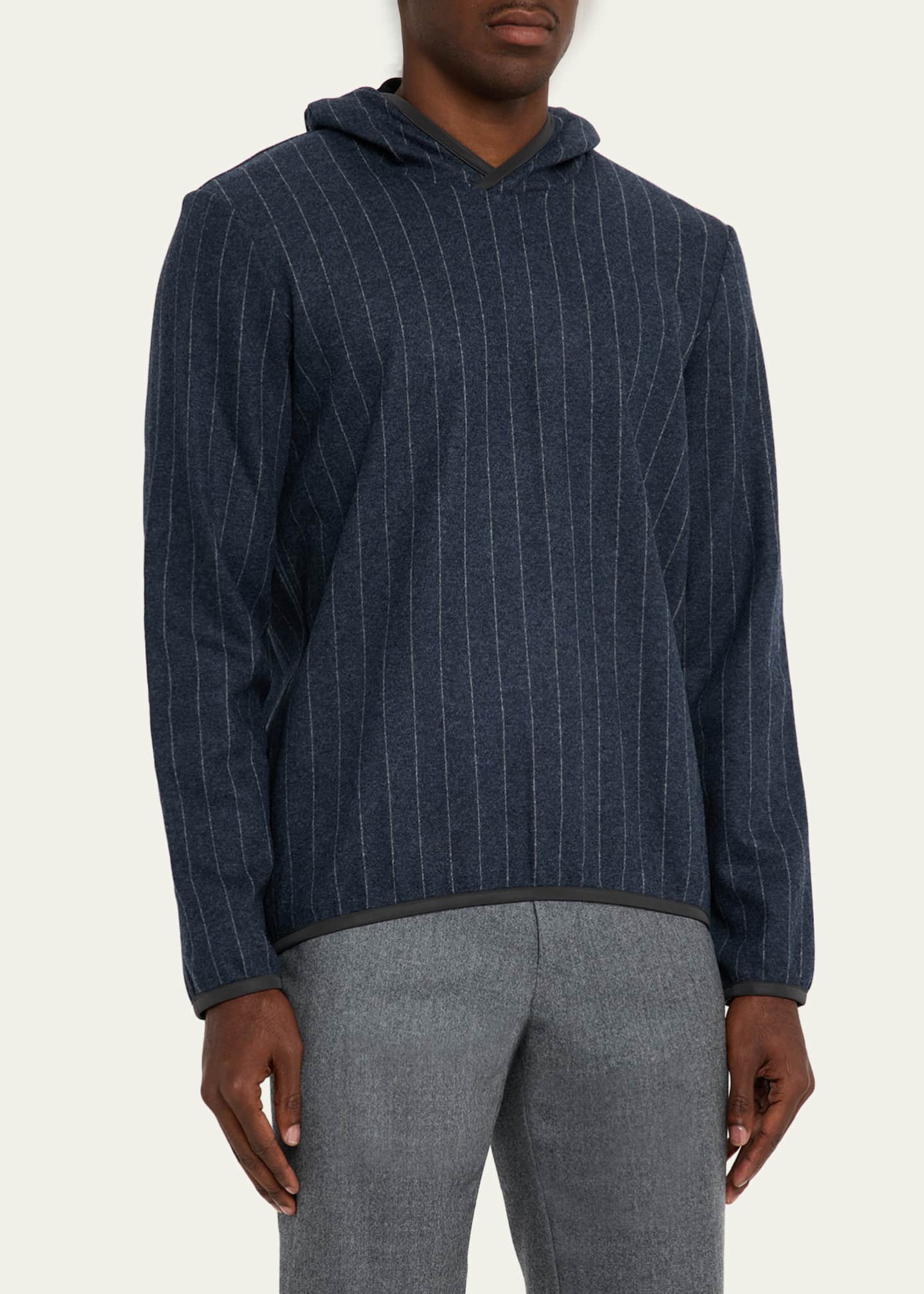 Sease Men's Drone Wool and Cashmere Stripe Hoodie - Bergdorf Goodman